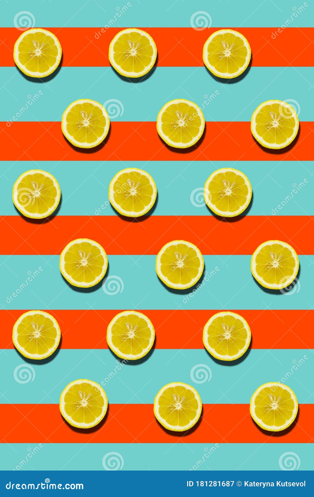 Seamless Pattern with Lemon Slices on Colored Surface in Geometric ...