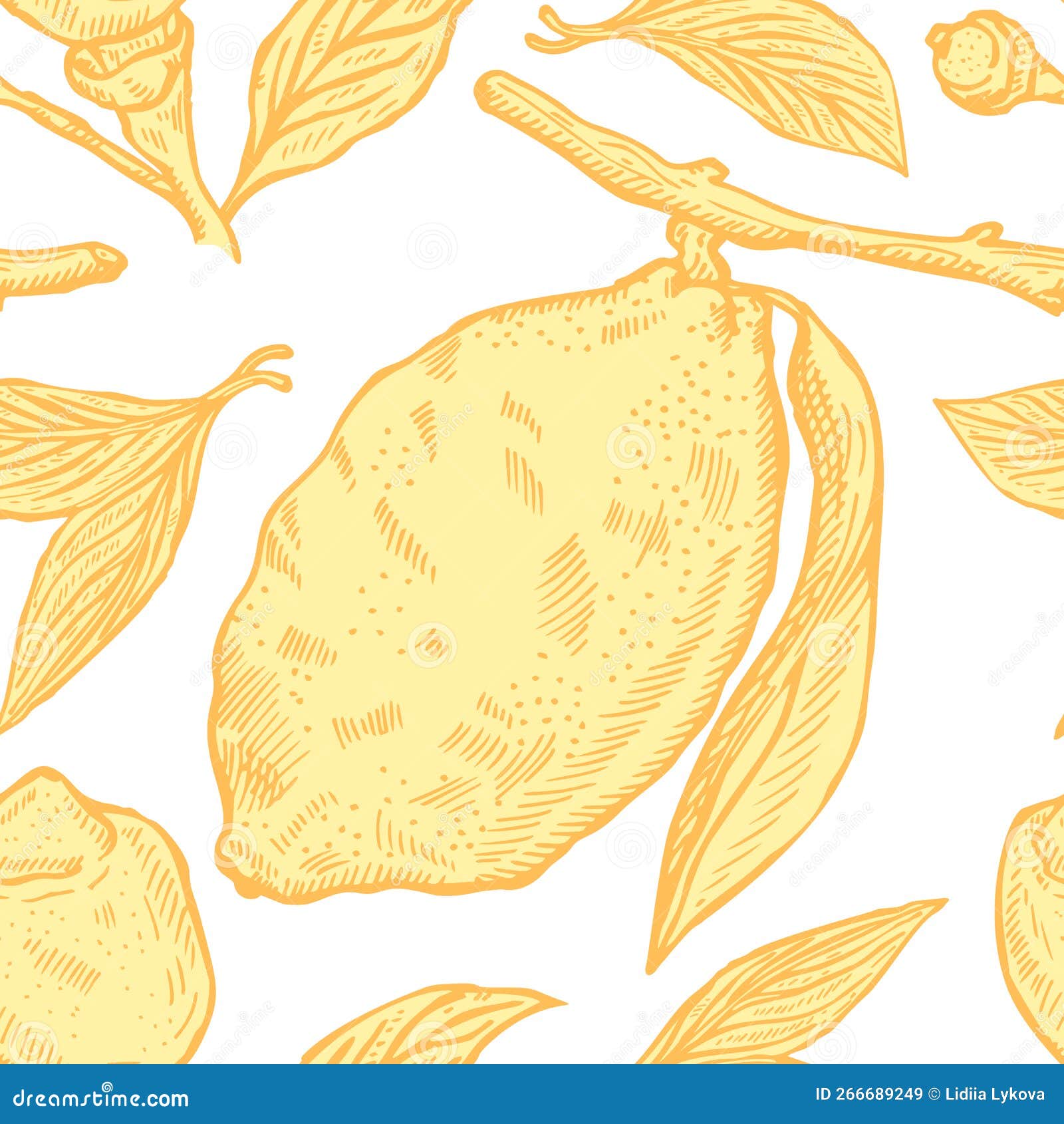 Seamless Pattern Lemons Seamless Pattern. Vintage Background with Whole ...
