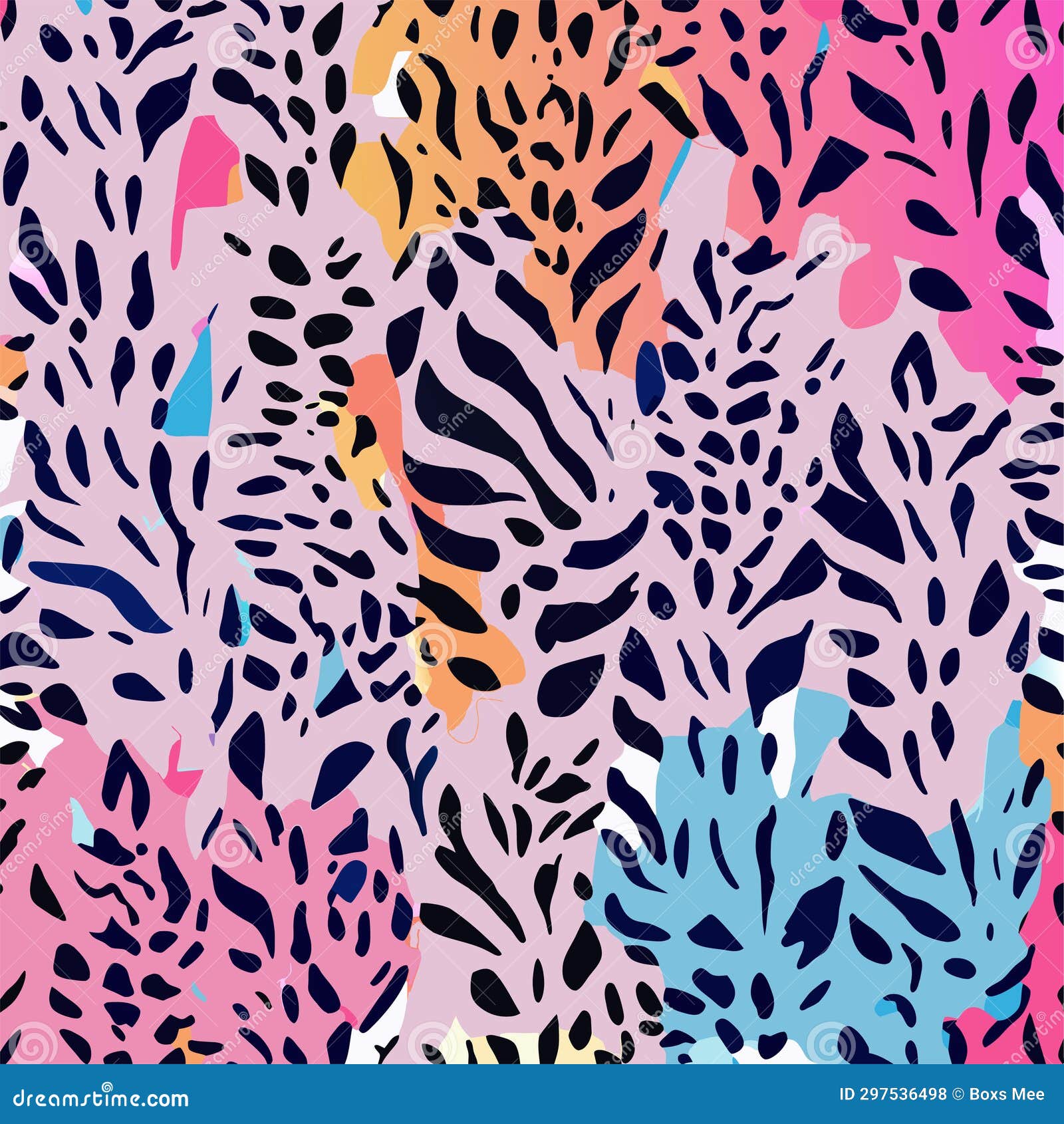 Seamless Pattern with Leopard Print. Hand Drawn Animal Print. Vector ...