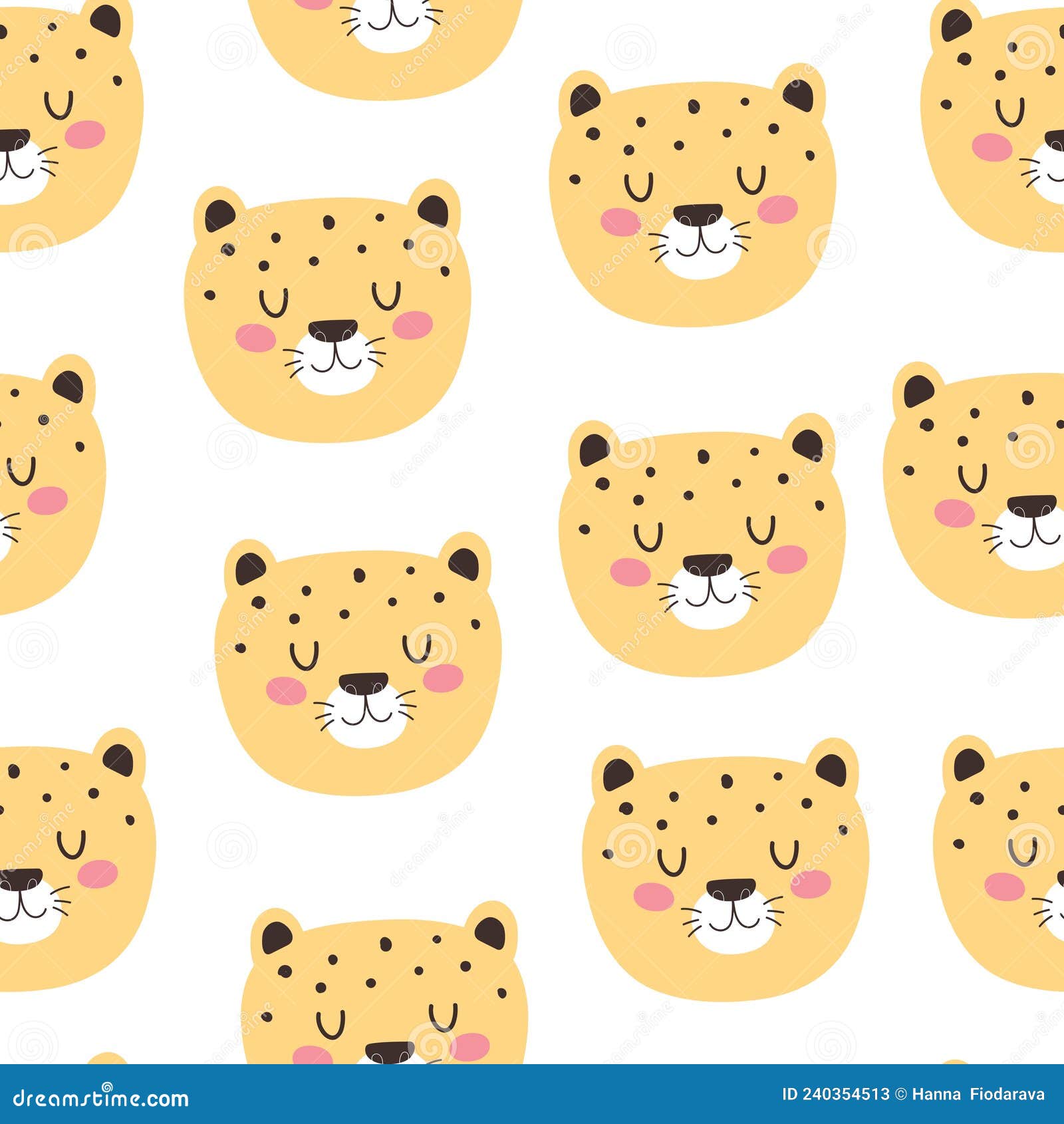 Seamless Pattern with Leopards. Colorful Vector for Kids. Hand Drawing ...