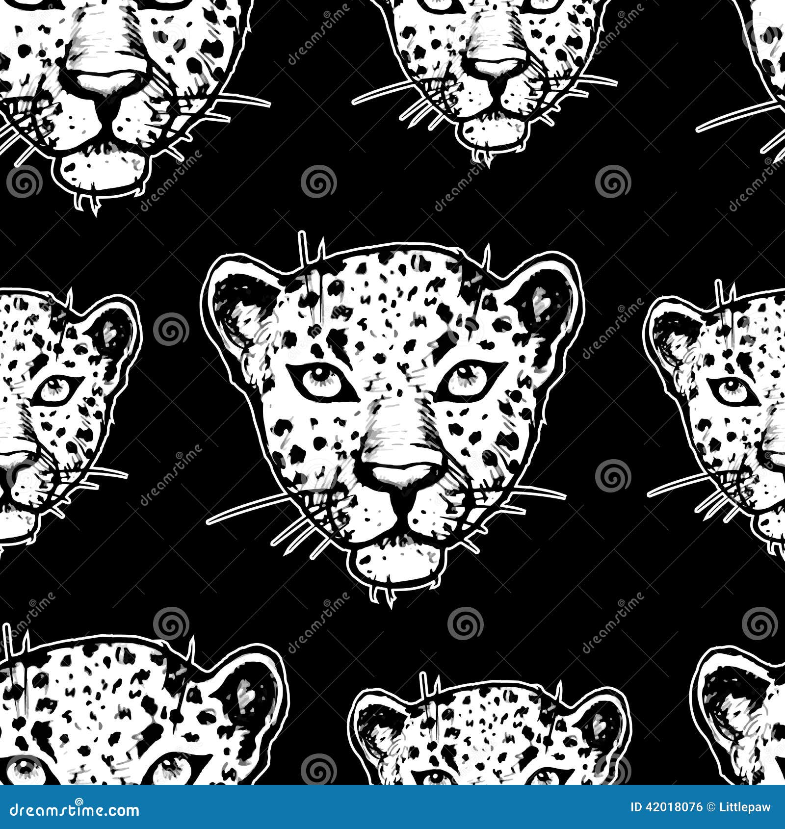 Seamless Pattern with Leopards Stock Vector - Illustration of creative ...