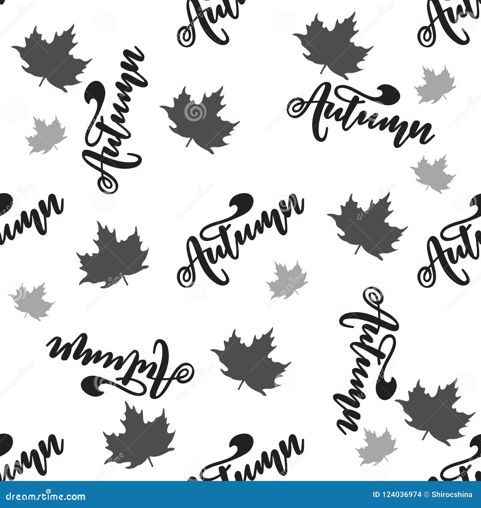 Seamless Pattern with Lettering Autumn. Vector Typography, Hand ...