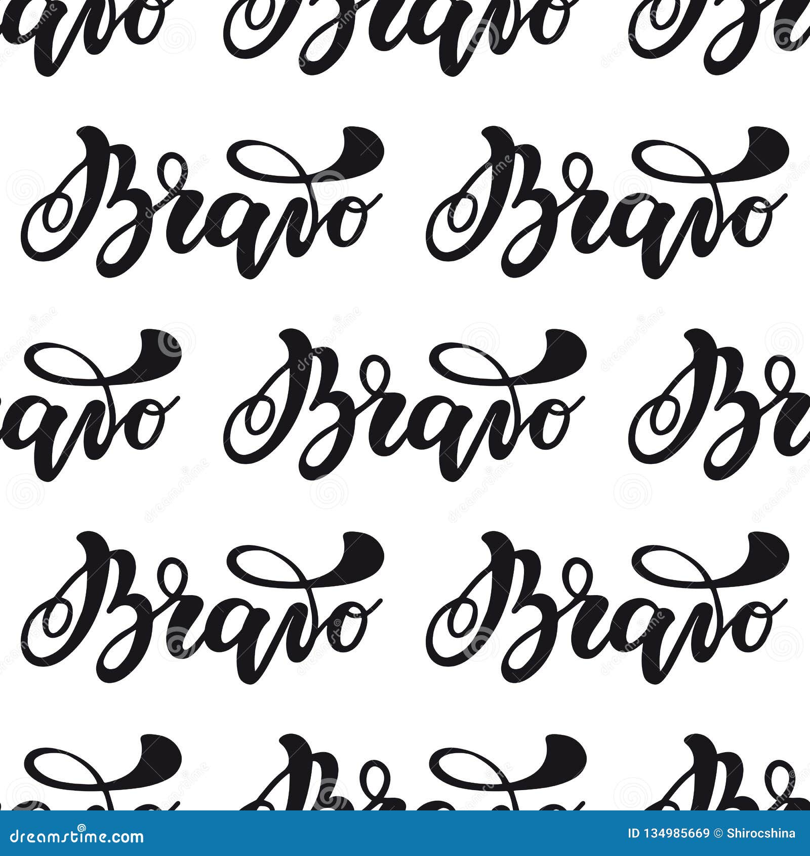 Seamless Pattern With Lettering Bravo. Vector Typography, Hand ...
