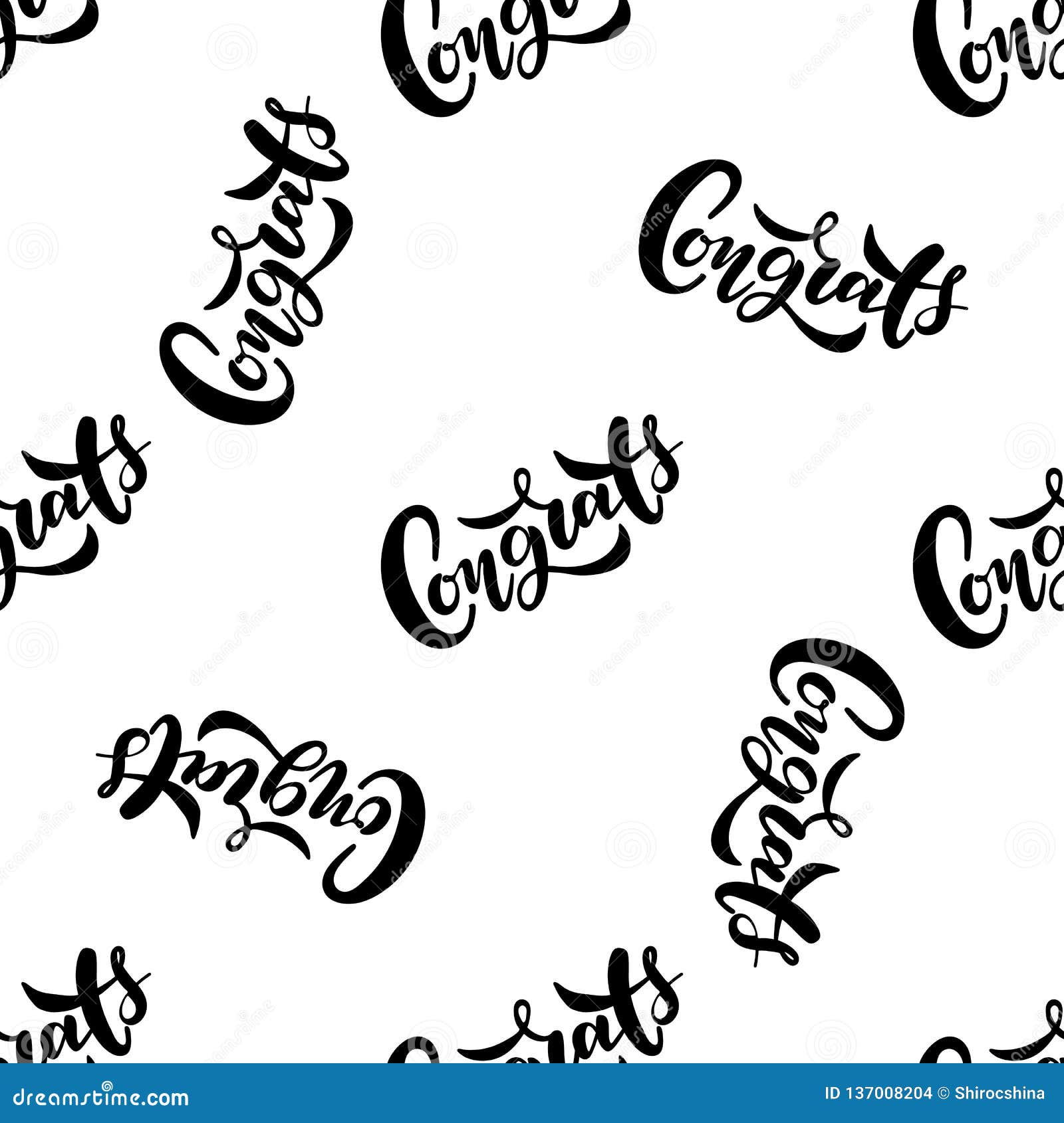 Seamless Pattern With Lettering Congrats. Vector Typography, Hand ...