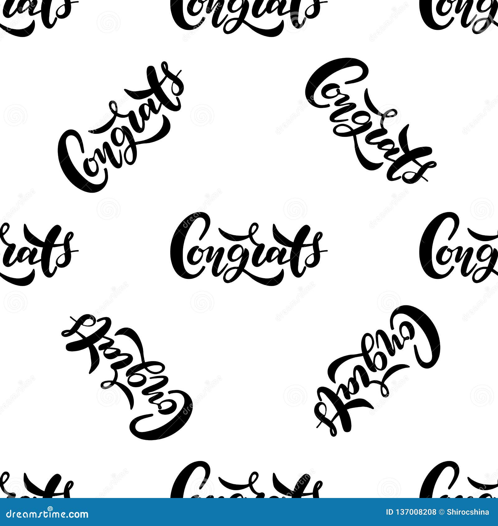 Seamless Pattern with Lettering Congrats. Vector Typography, Hand ...