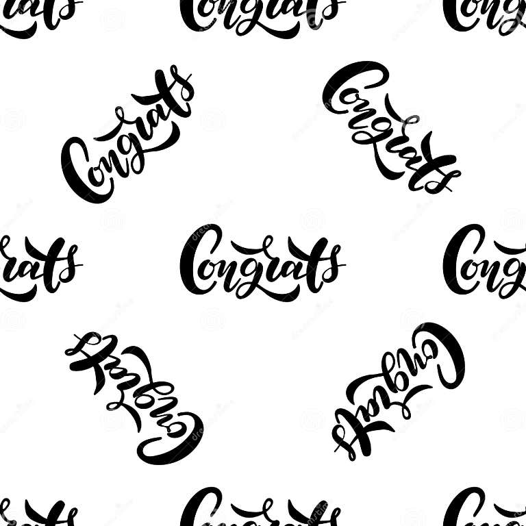 Seamless Pattern with Lettering Congrats. Vector Typography, Hand ...
