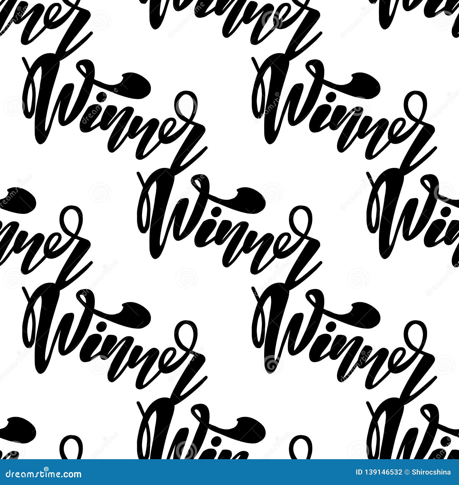 Seamless Pattern with Lettering Winner. Vector Typography, Hand ...