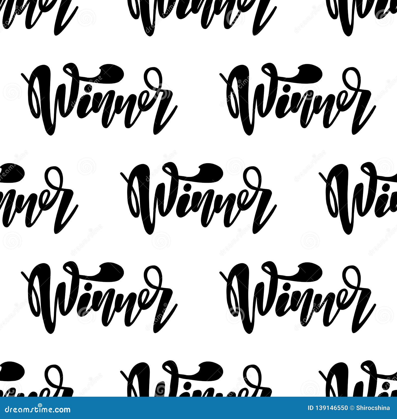 Seamless Pattern with Lettering Winner. Vector Typography, Hand ...