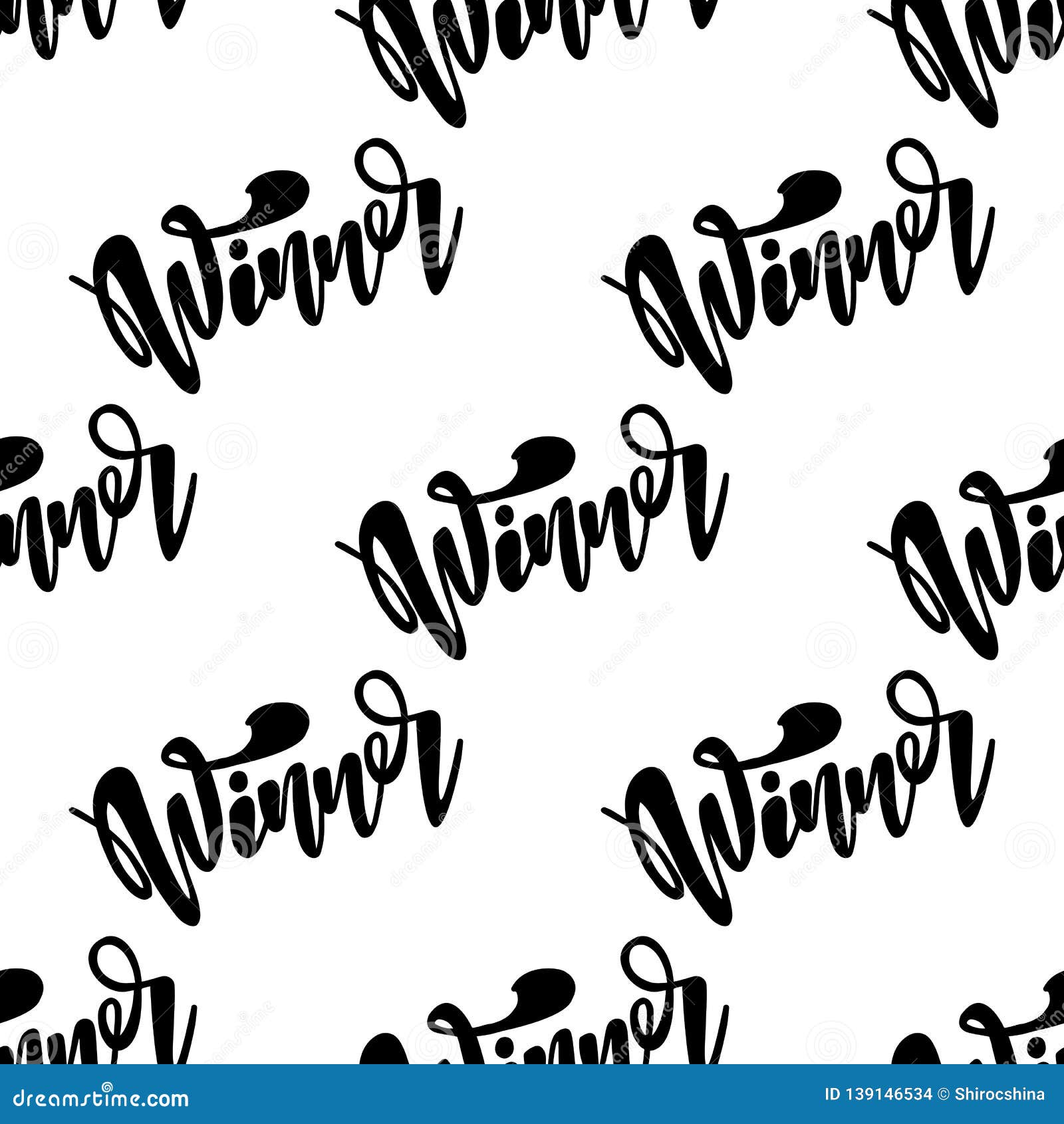 Seamless Pattern with Lettering Winner. Vector Typography, Hand ...
