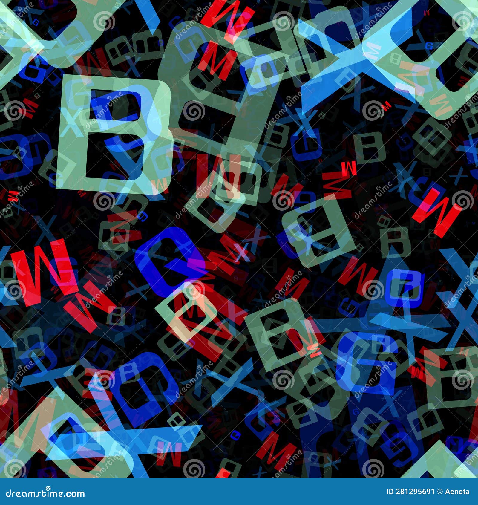 Seamless Pattern of Letters Conglomeration Stock Vector - Illustration ...