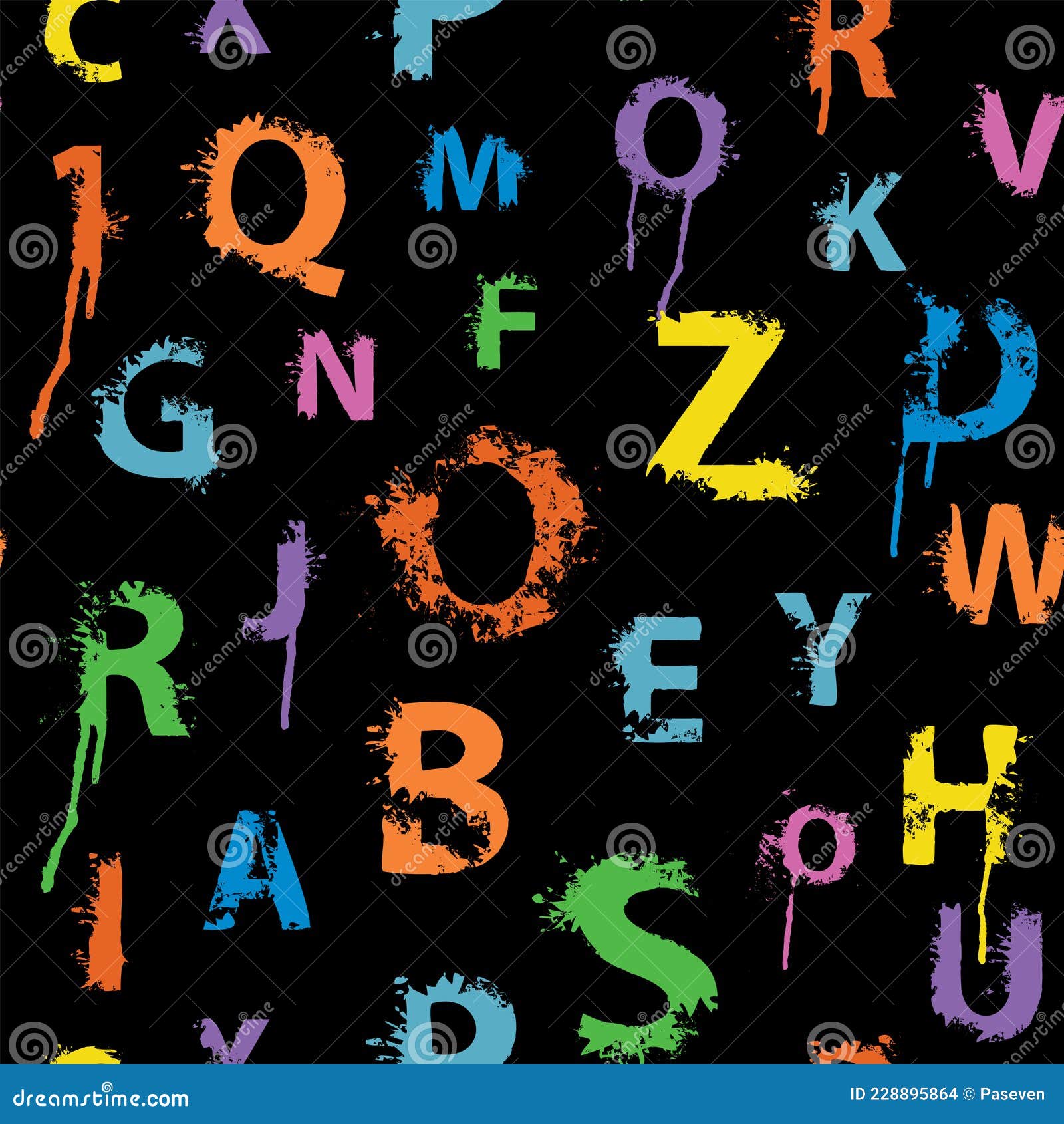 Seamless Pattern with Letters in Form of Blots Stock Vector ...
