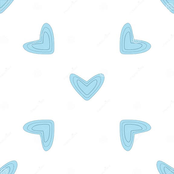 Seamless Pattern with Light Blue Hearts Stock Vector - Illustration of ...