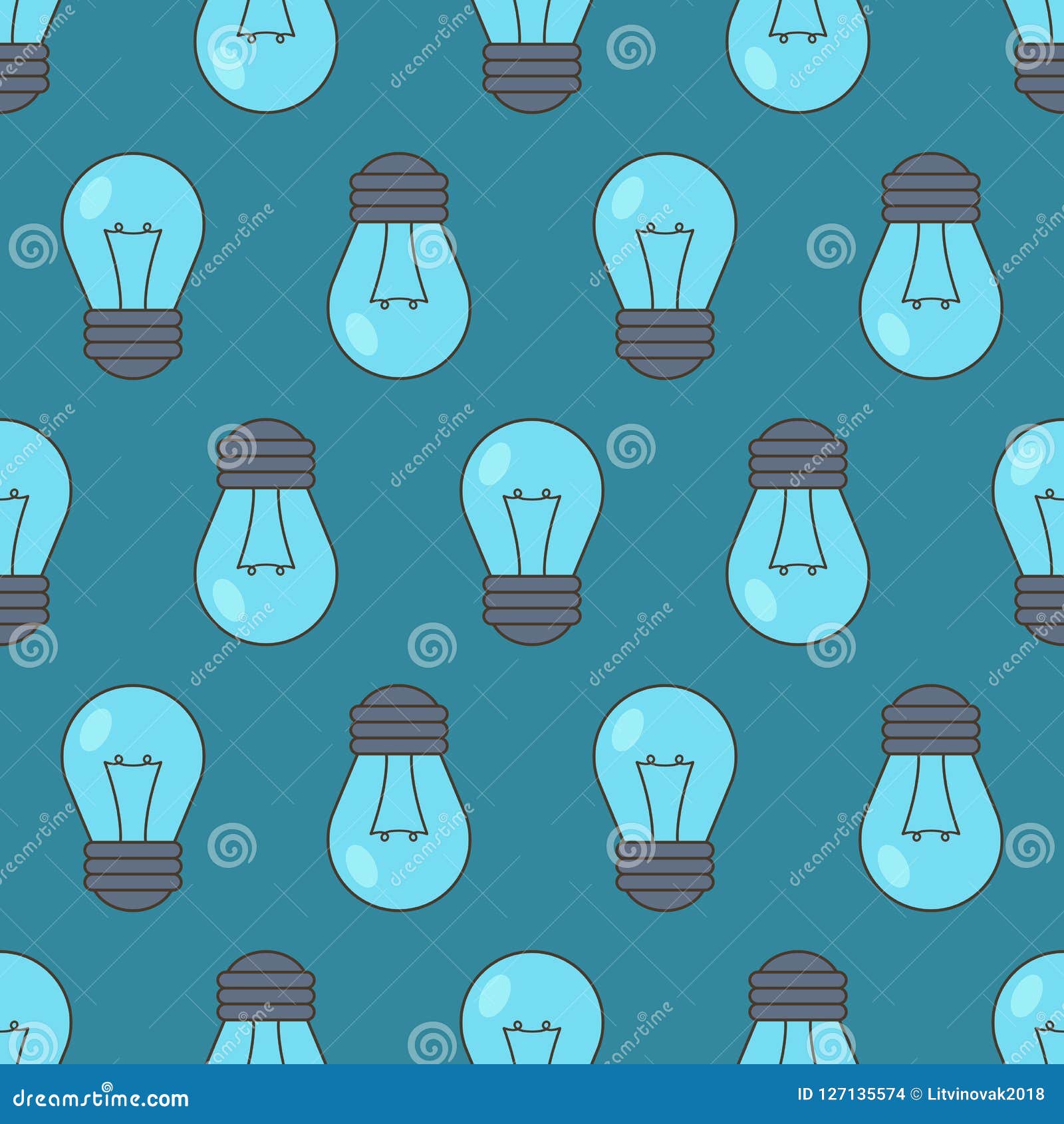 Seamless Pattern of Light Bulbs. Idea Symbol. Vector Illustration Stock ...