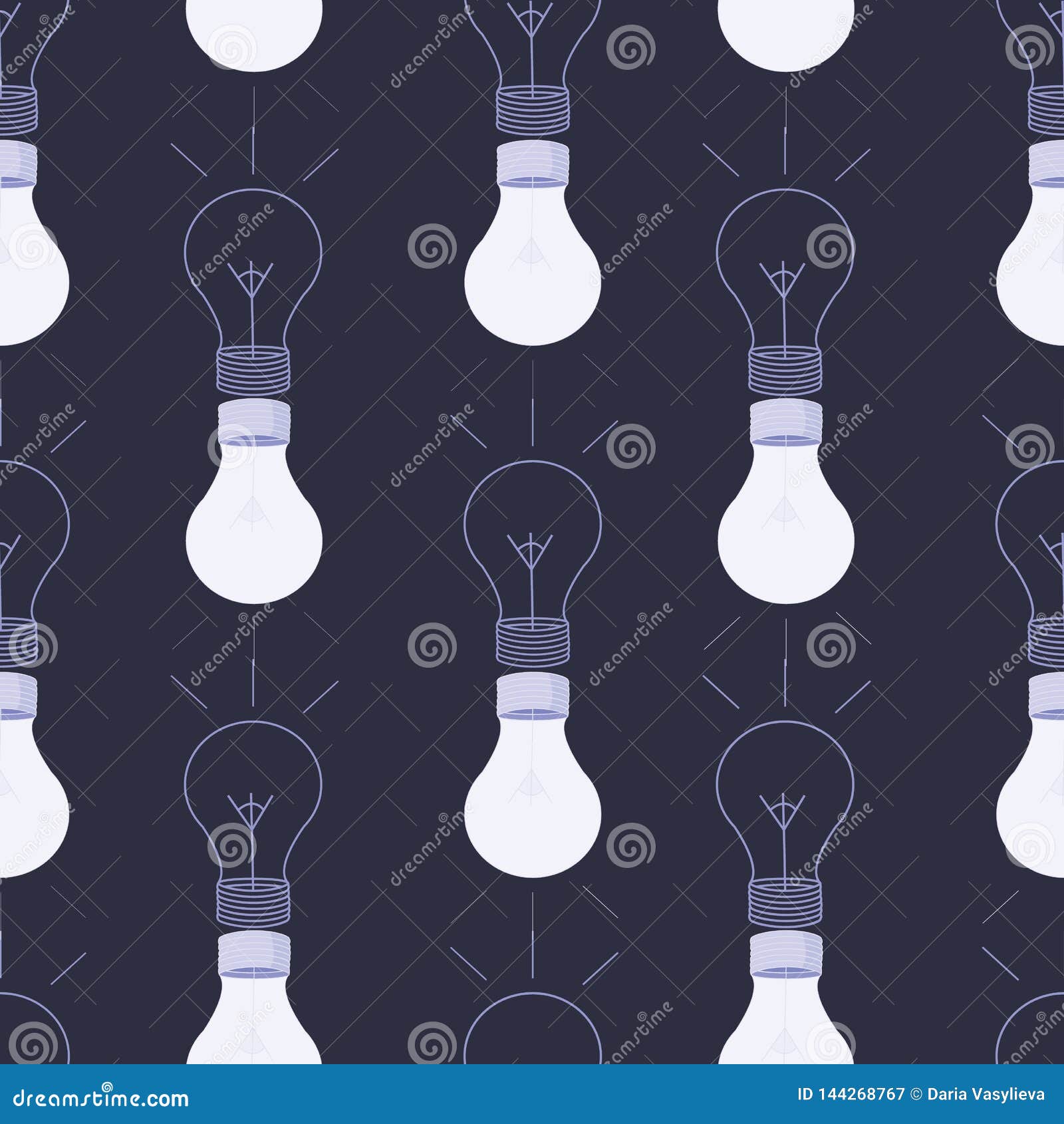 Seamless Pattern with Light Bulbs Stock Vector - Illustration of bulbs ...