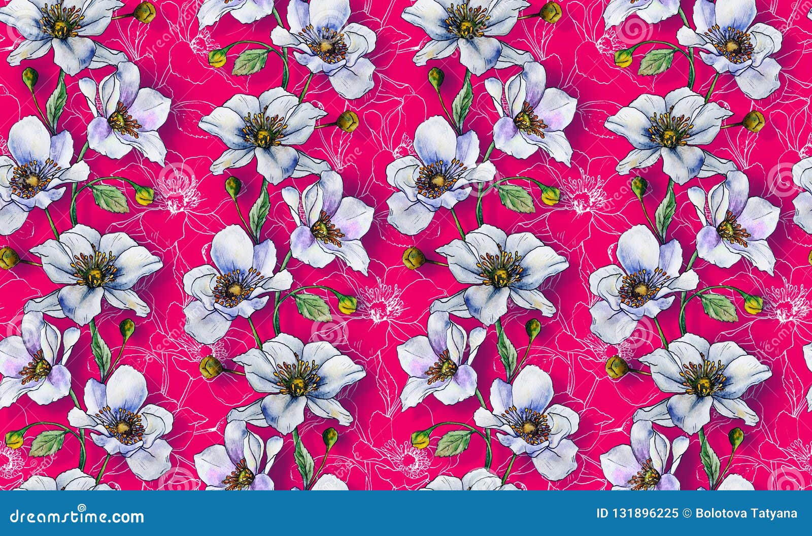Seamless Pattern, Light Flowers on a Light Background, Wallpaper Stock ...