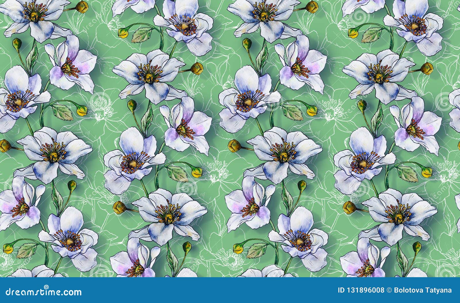 Seamless Pattern, Light Flowers on a Light Background, Wallpaper Stock ...