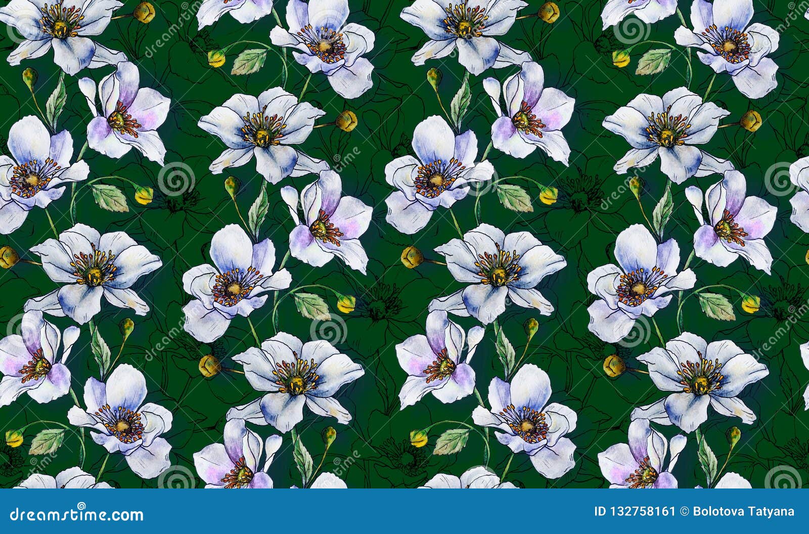 Seamless Pattern, Light Flowers on a Light Background, Wallpaper Stock ...