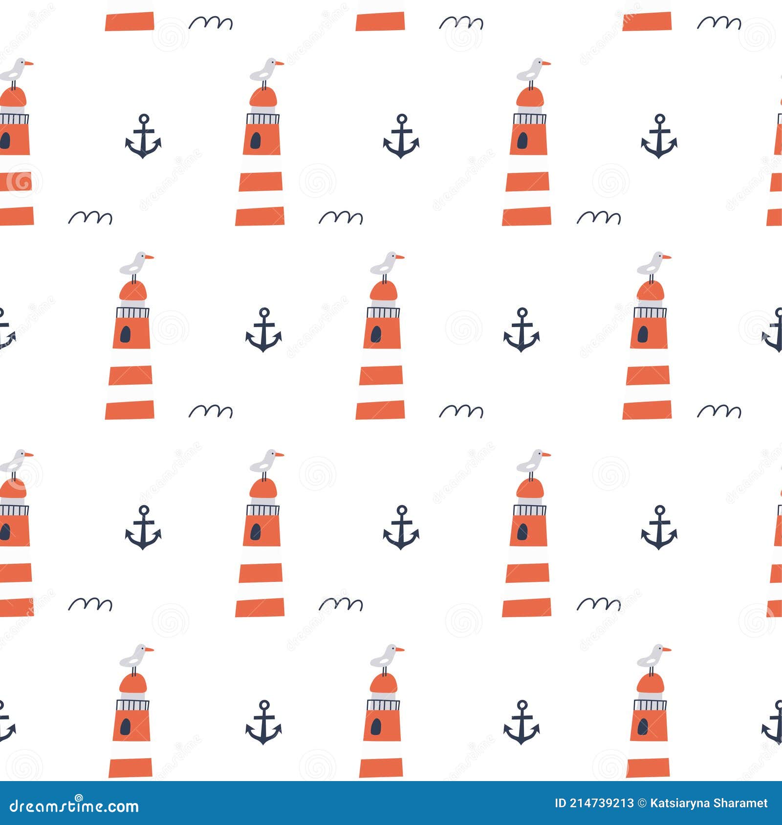 Seamless Pattern with Lighthouse on a White Background. Vector Stock ...