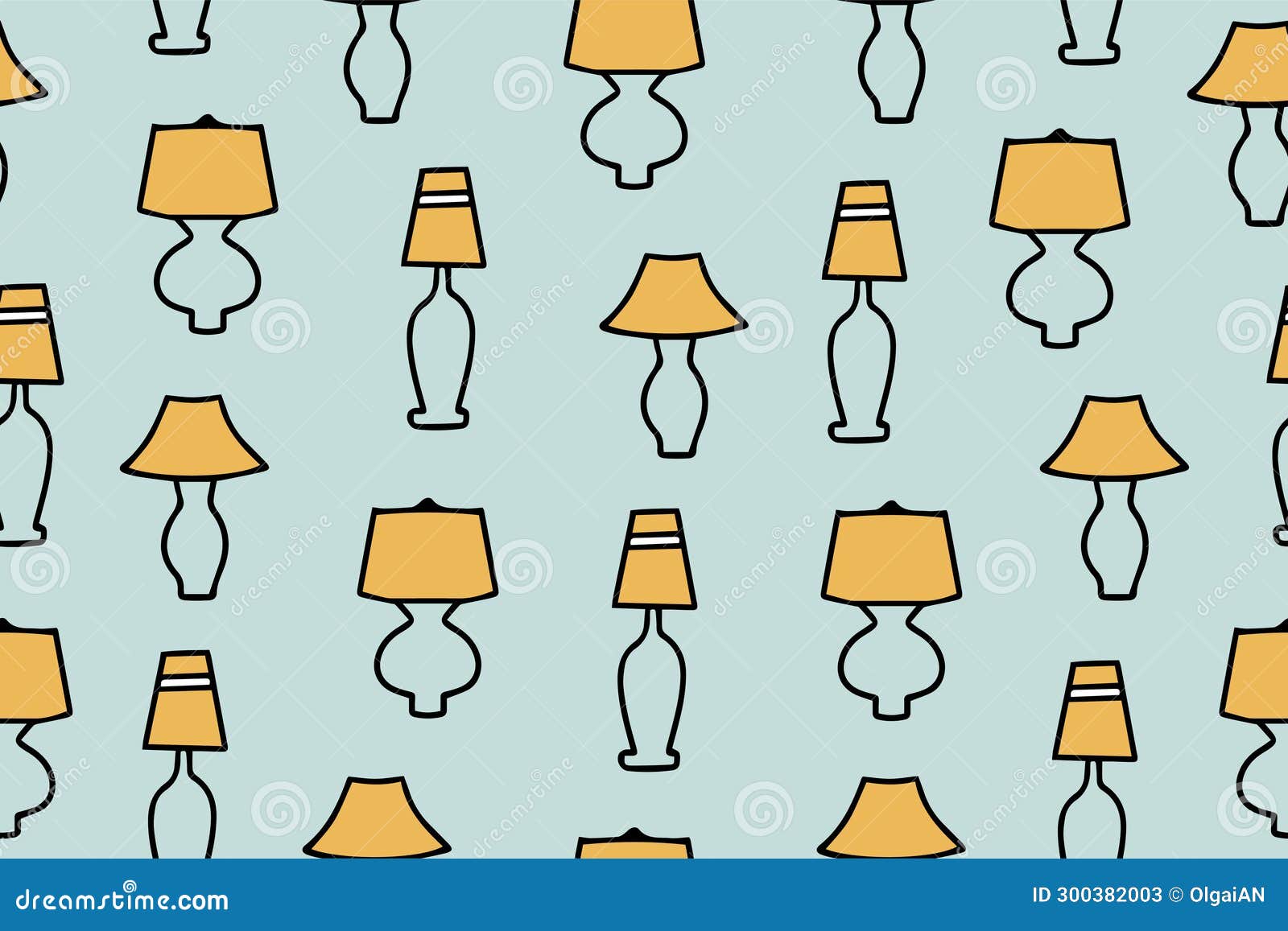 Seamless Pattern of Lighting Fixtures for Home Decor. Decorative Table ...