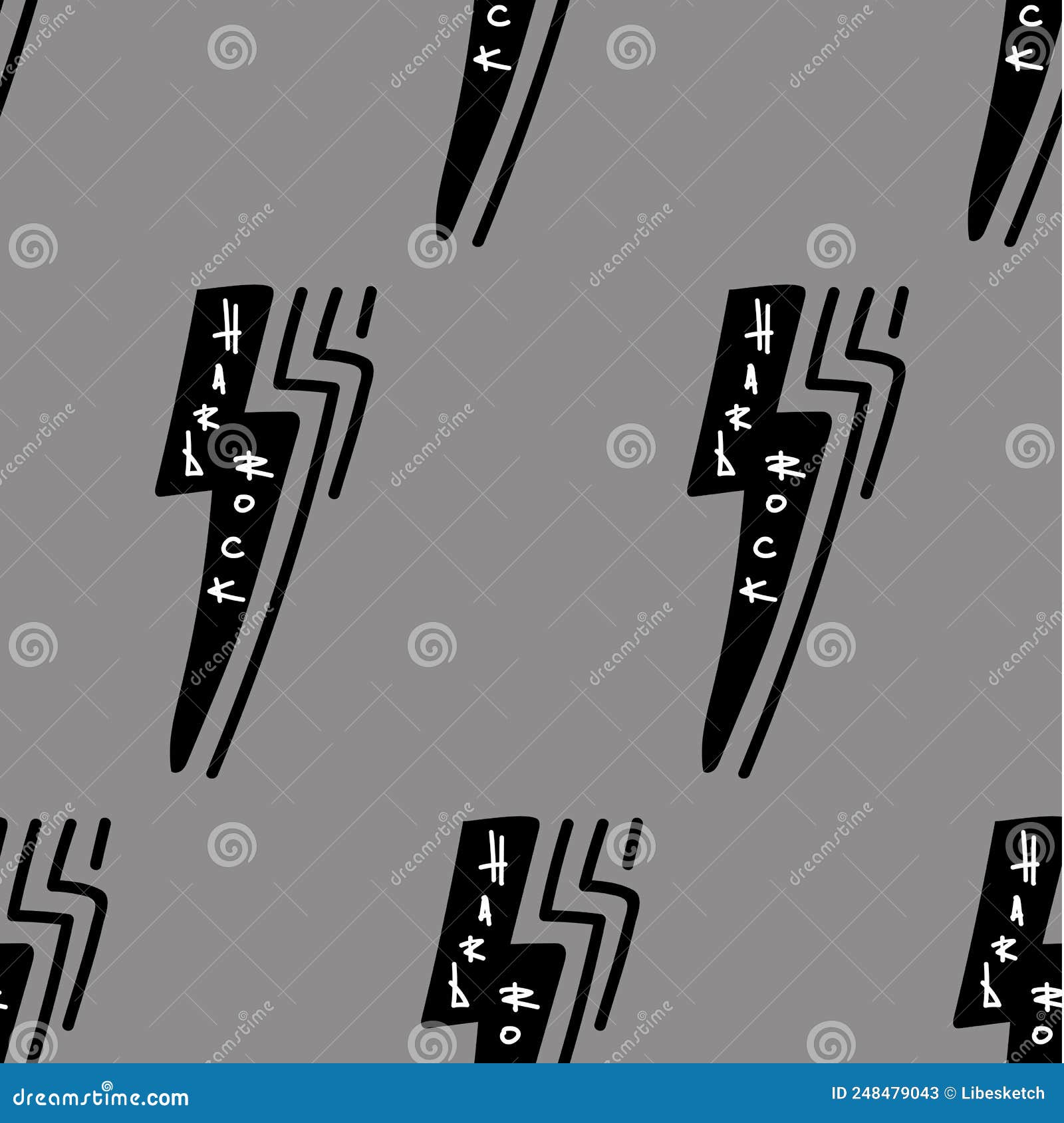 Seamless Pattern with Lightning and Graffiti Hard Rock. Lettering Stock ...