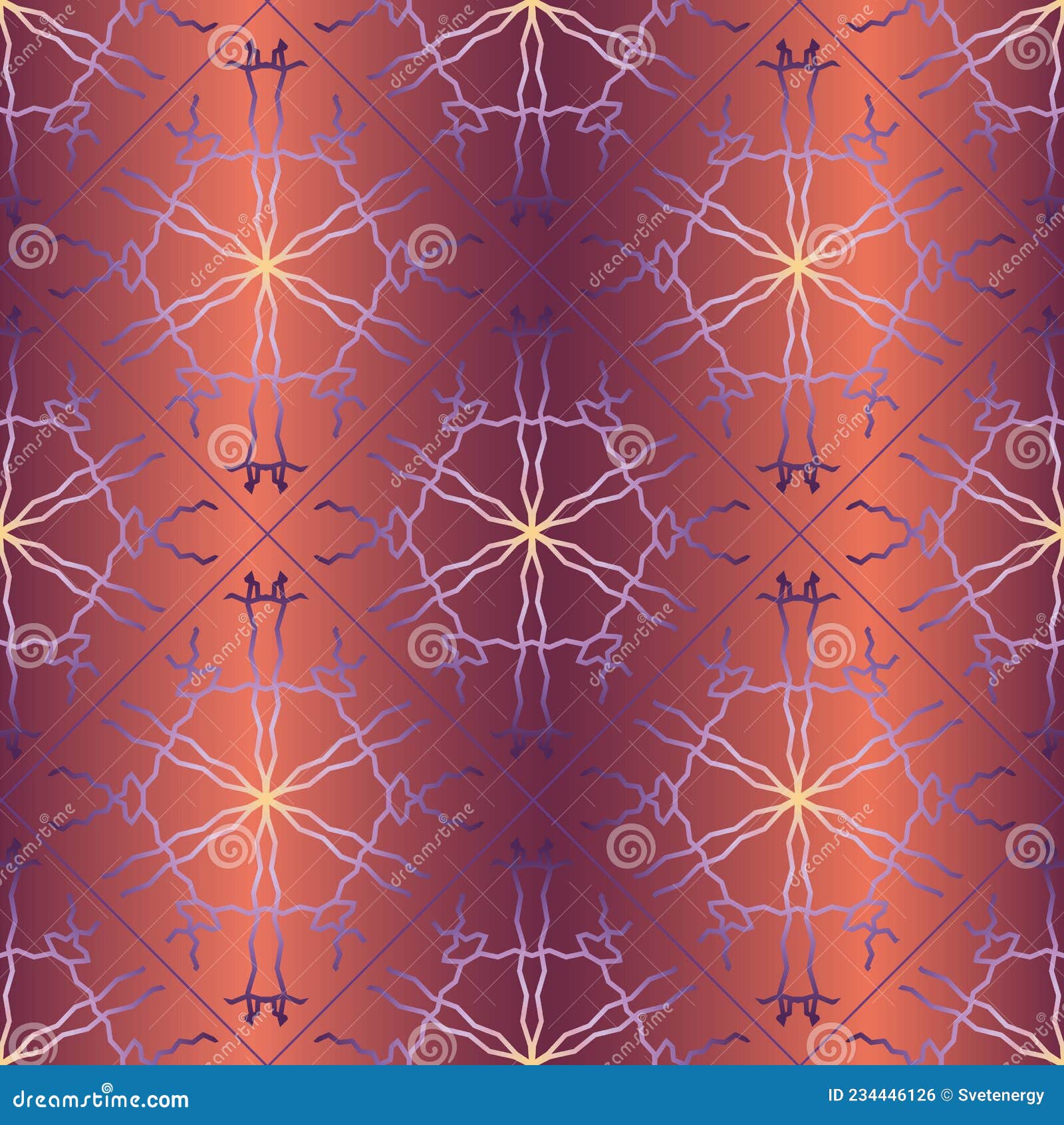 Seamless Pattern of Lightning-like Lines and Glow. Vector Illustration ...