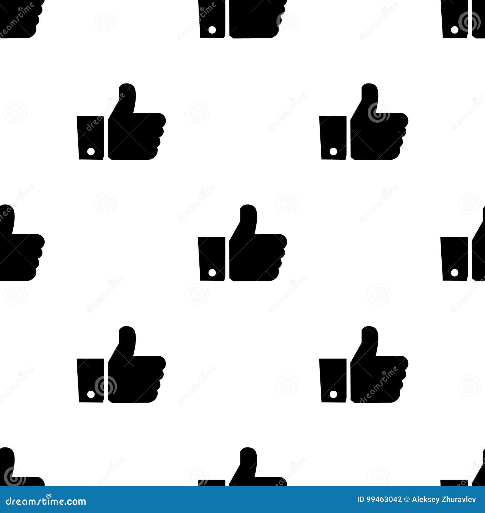 Seamless Pattern with Like Black Silhouette Flat Design Vector Stock ...