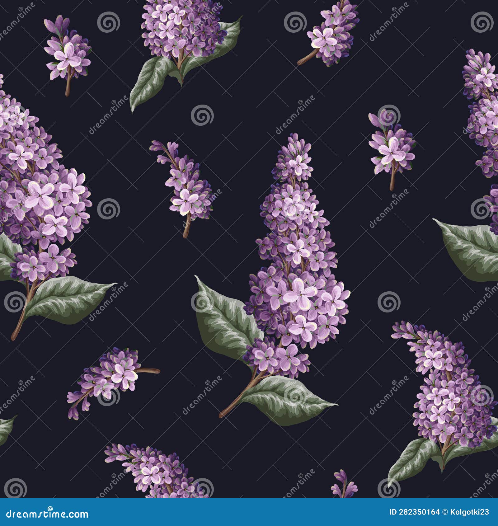 Seamless Pattern with Lilacs. Vector. Stock Vector - Illustration of ...