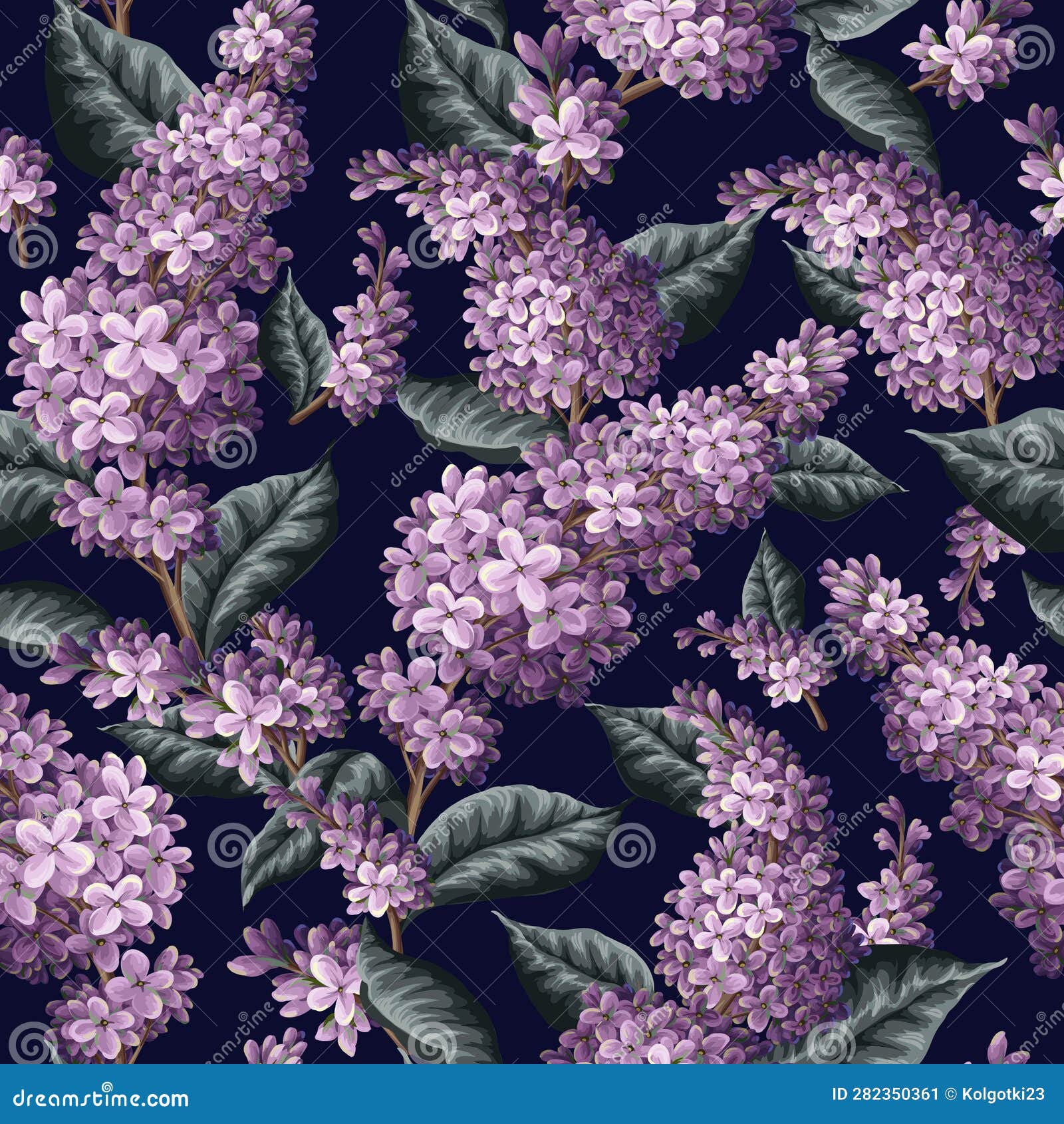 Seamless Pattern with Lilacs. Vector. Stock Vector - Illustration of ...