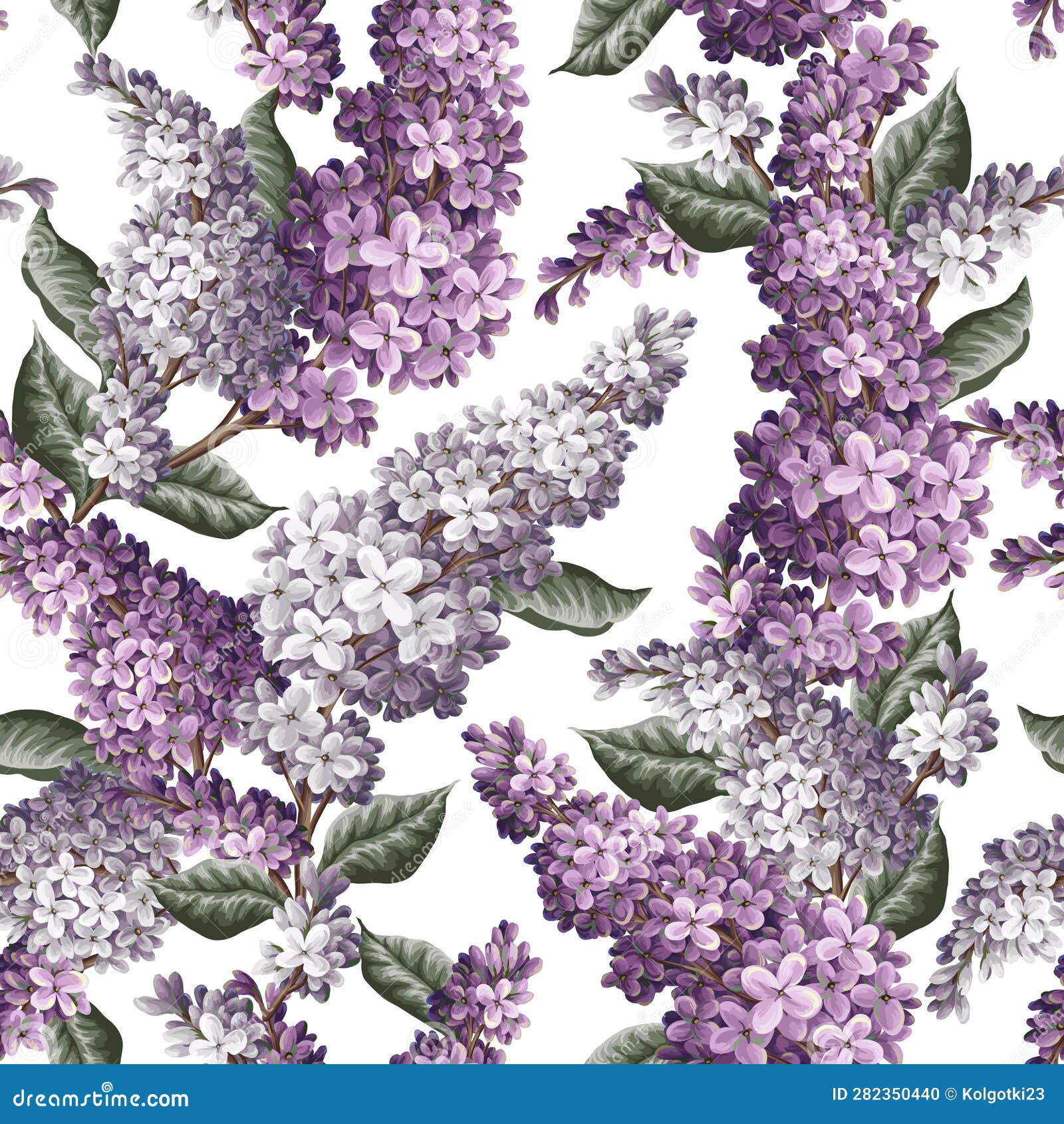 Seamless Pattern with Lilacs. Vector. Stock Vector - Illustration of romantic, blossom: 282350440