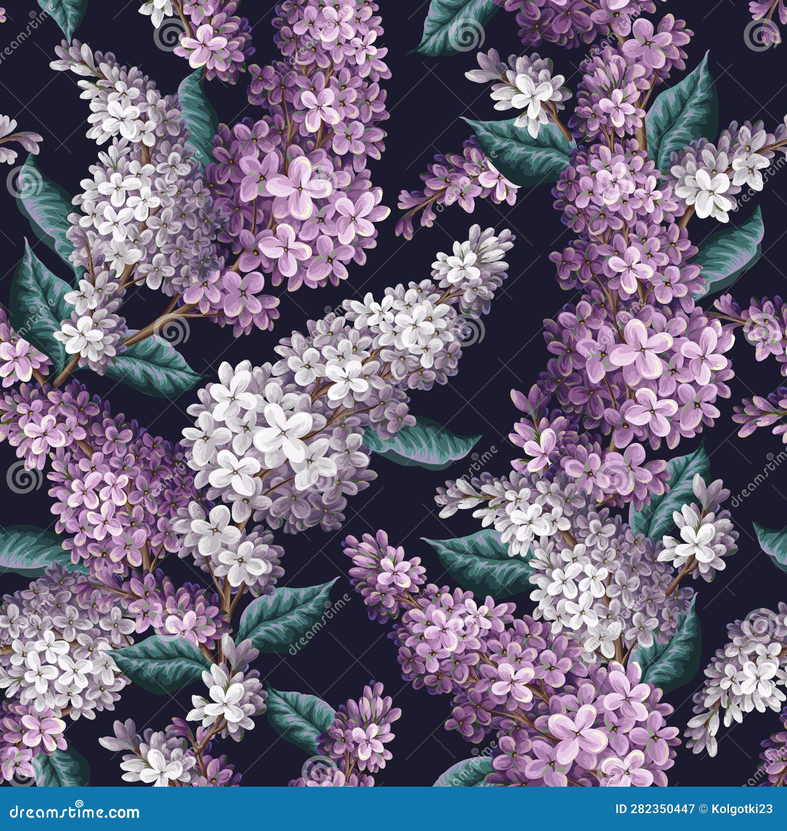 Seamless Pattern with Lilacs. Vector. Stock Vector - Illustration of ...