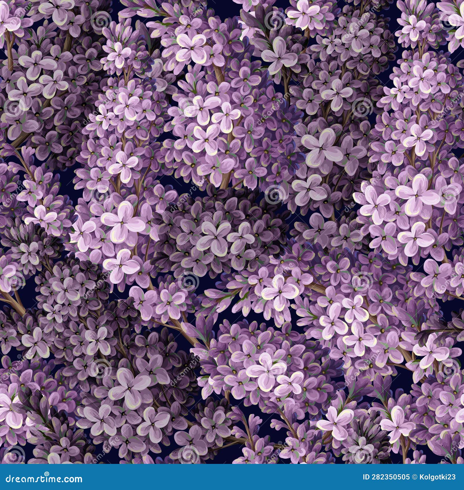 Seamless Pattern with Lilacs. Vector. Stock Vector - Illustration of ...