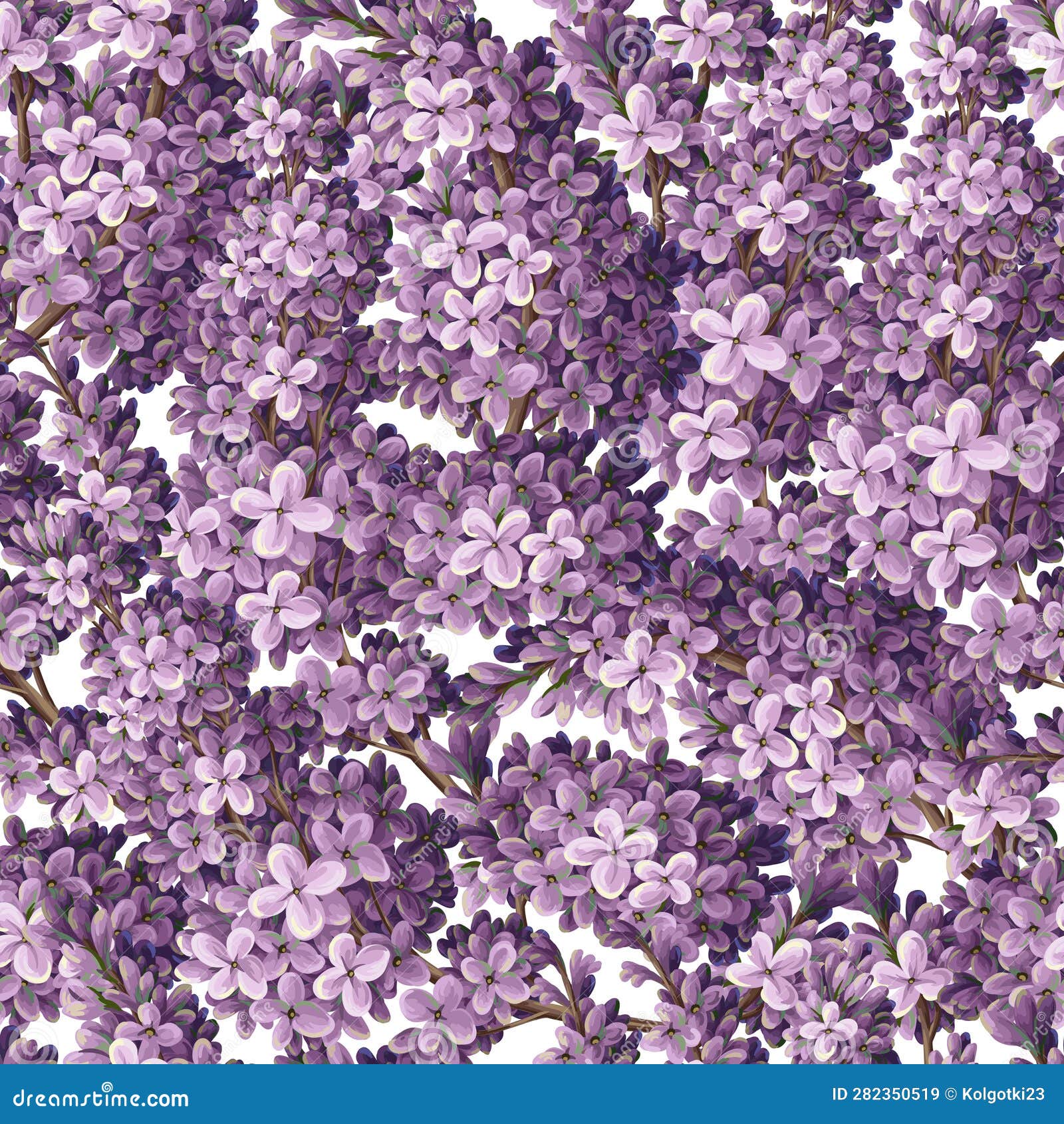 Seamless Pattern with Lilacs. Vector. Stock Vector - Illustration of ...