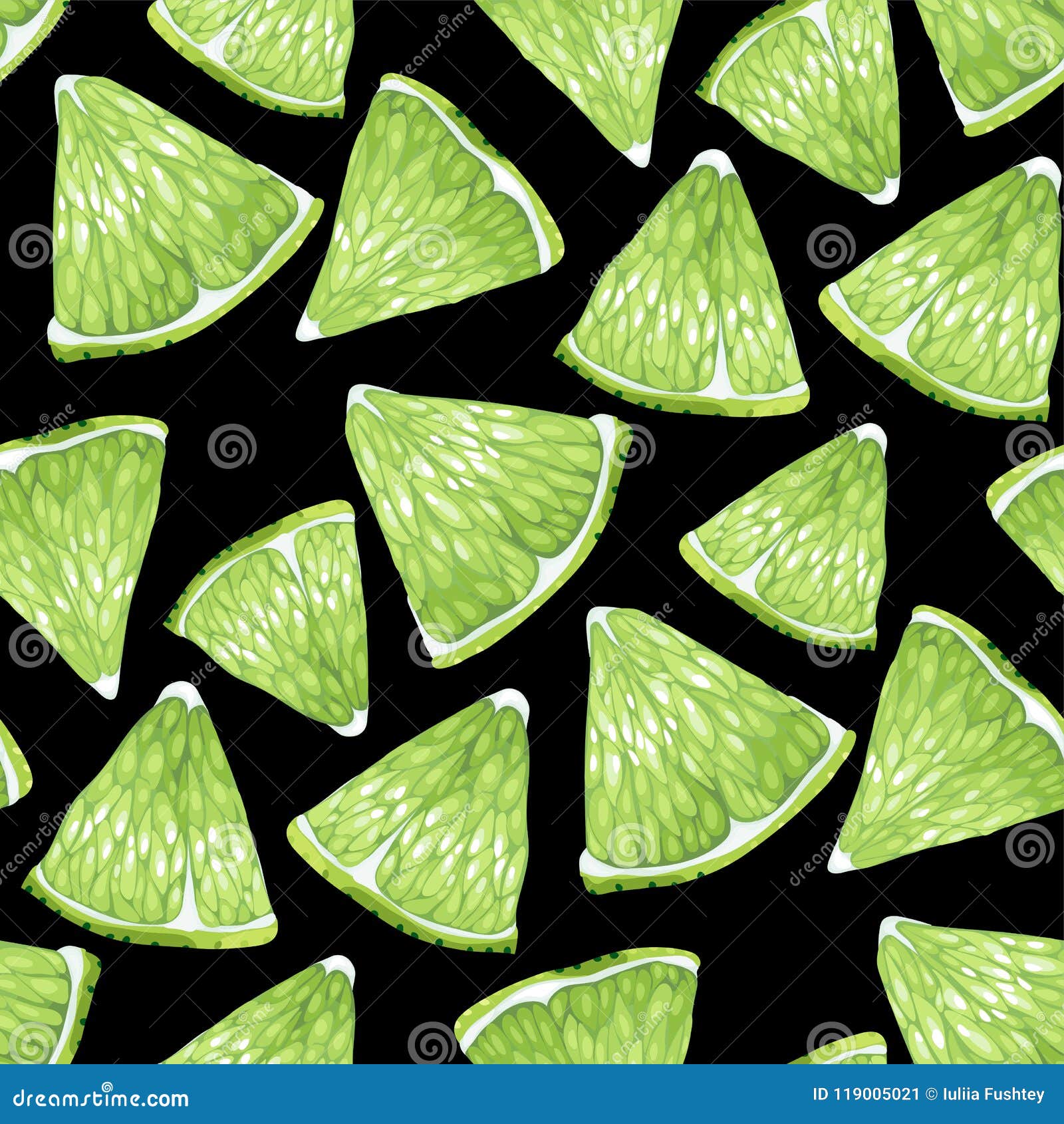 Seamless Pattern with Lime Fruit Triangle Shape Slices Made in R Stock ...