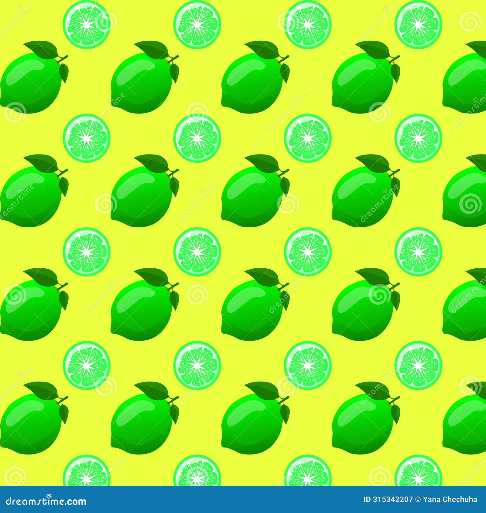 Seamless Pattern Lime with Green Leaf and Lime Sliced. for Posters ...