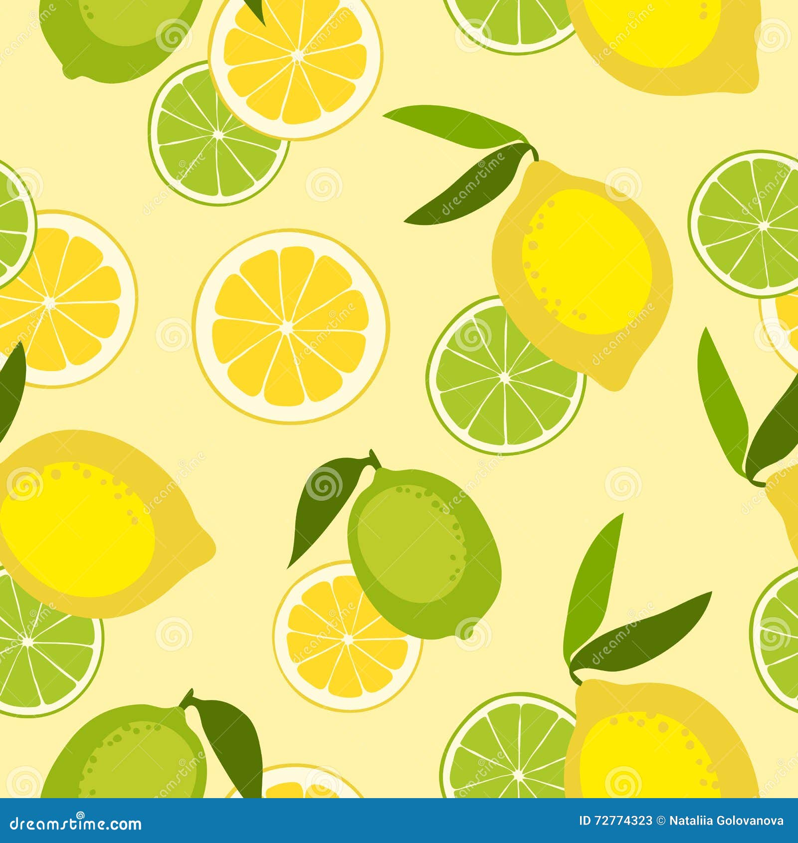 Seamless Pattern with Lime and Lemon. Stock Vector - Illustration of ...