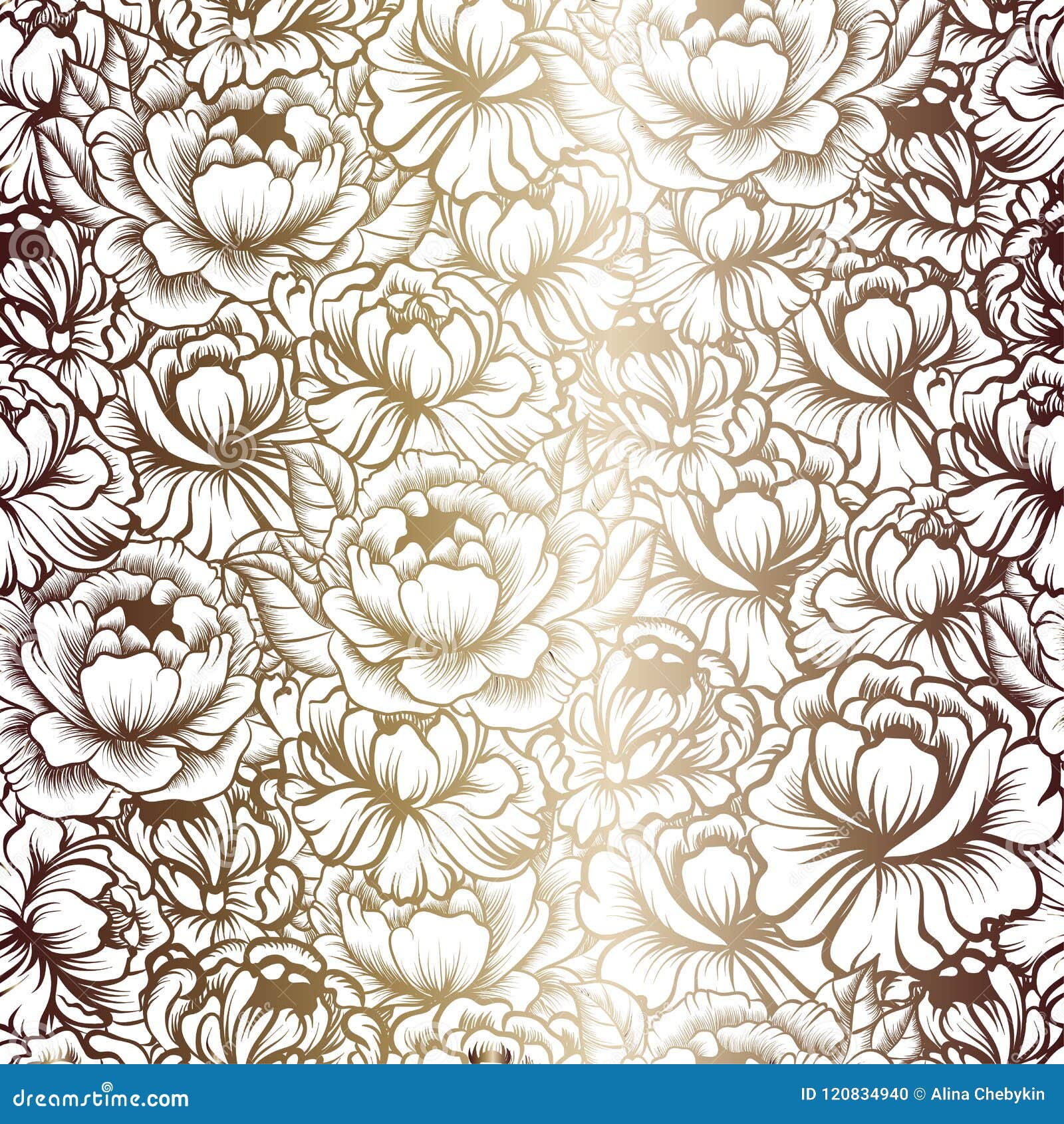 Seamless Pattern with Drawings of Peonies Stock Vector - Illustration ...