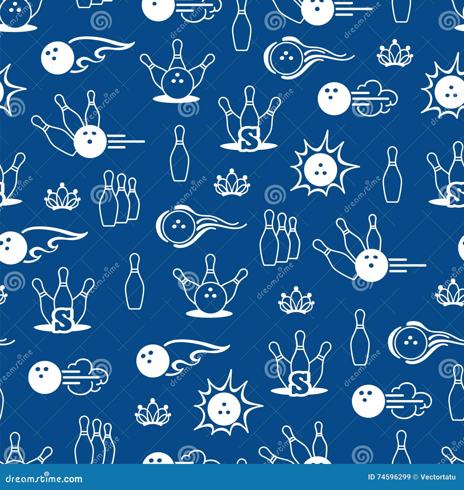 Seamless Pattern with Line Bowling Elements Stock Vector - Illustration ...