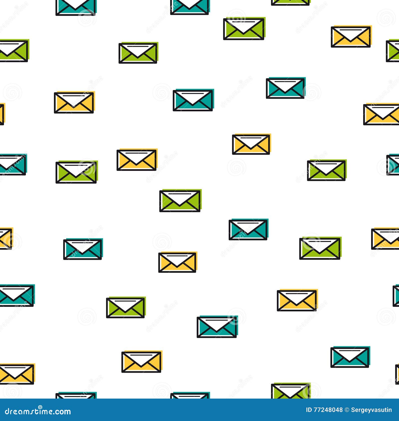 Seamless Pattern with Line Envelopes Stock Vector - Illustration of ...