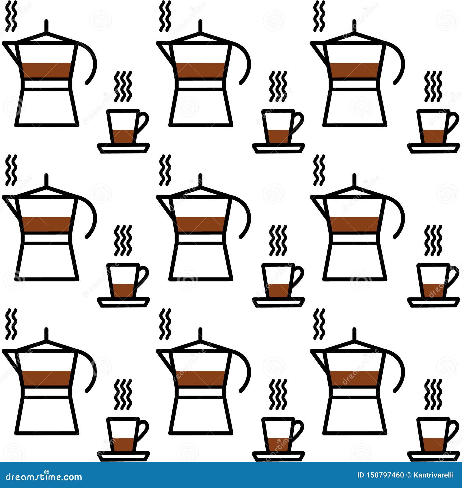 Seamless Pattern with Line Style Icon. Moka, Espresso Stock Vector ...