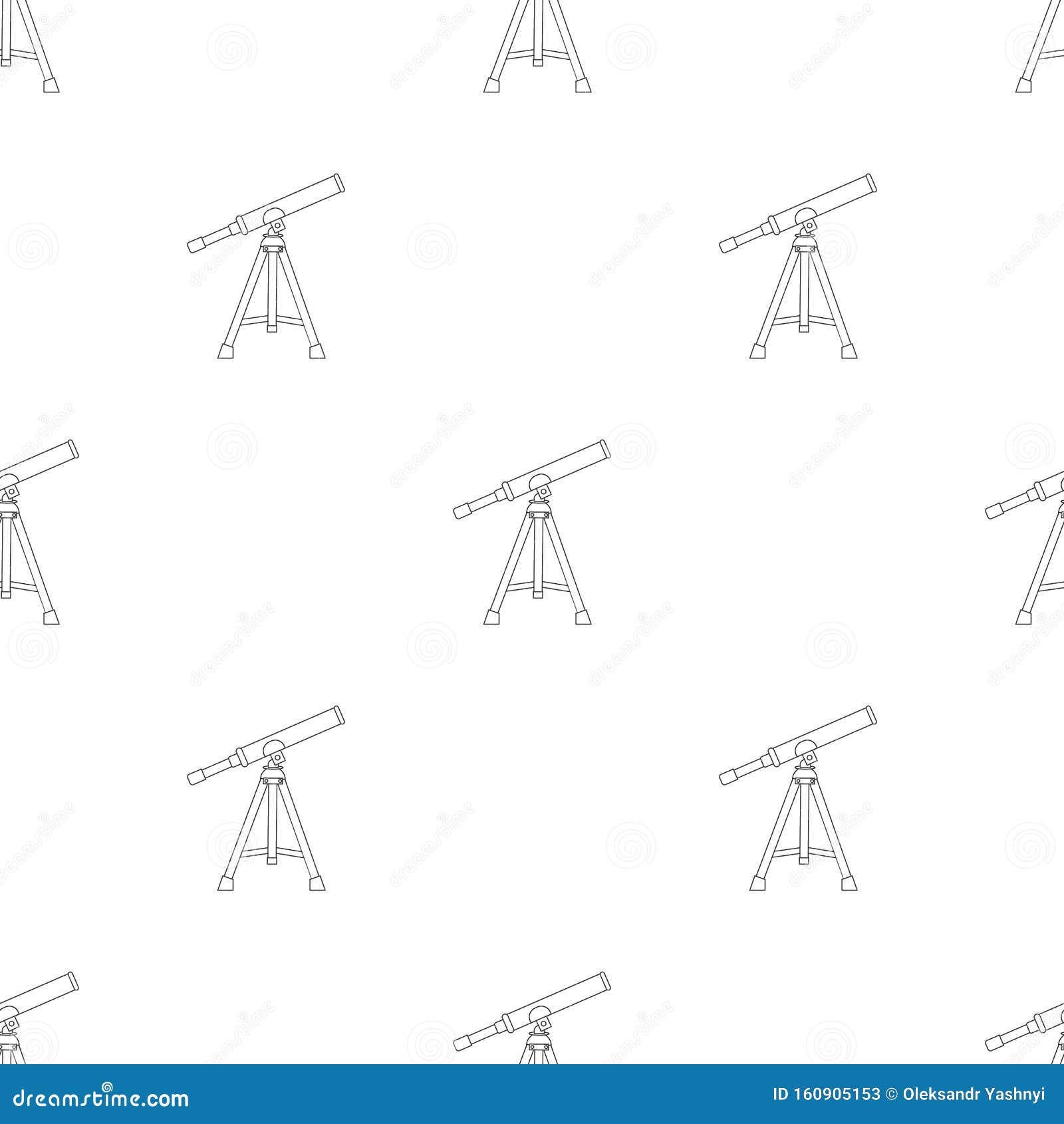 Seamless Pattern with Line Style Icon of Telescope. Silhouette of ...
