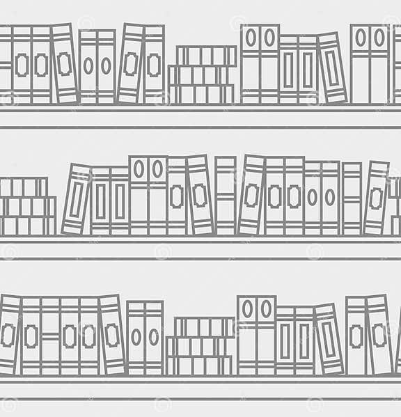 Seamless Pattern with Linear Books on a Bookshelf. Stock Vector ...