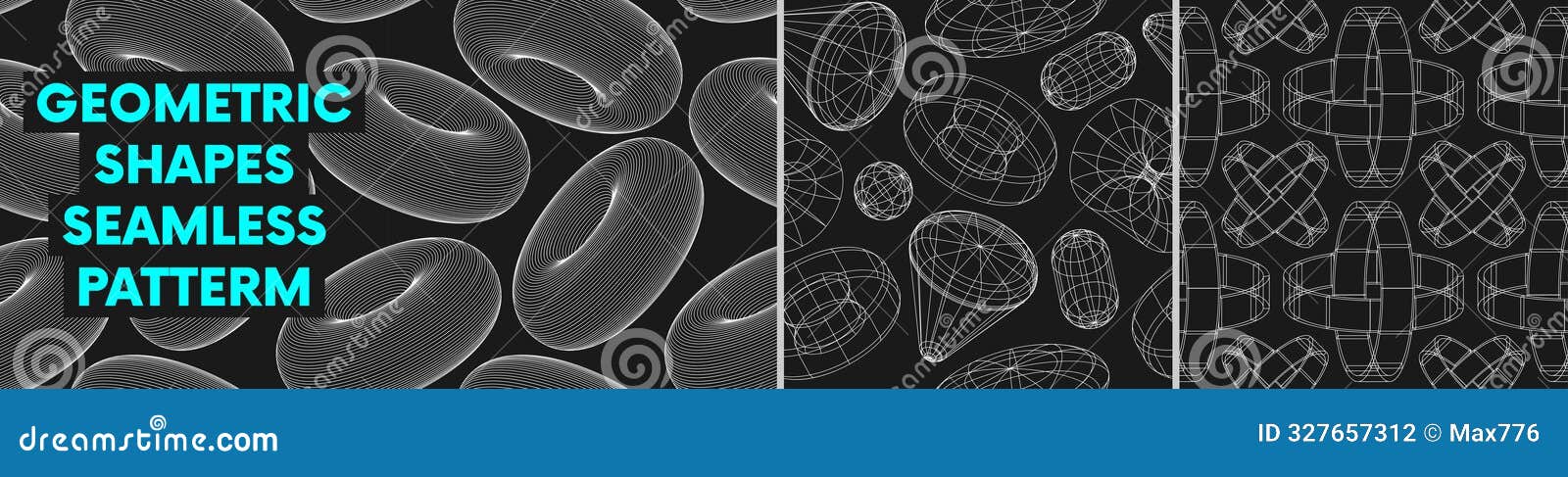 Seamless Pattern With Linear Form Geometric Shapes, Strange Wireframes ...