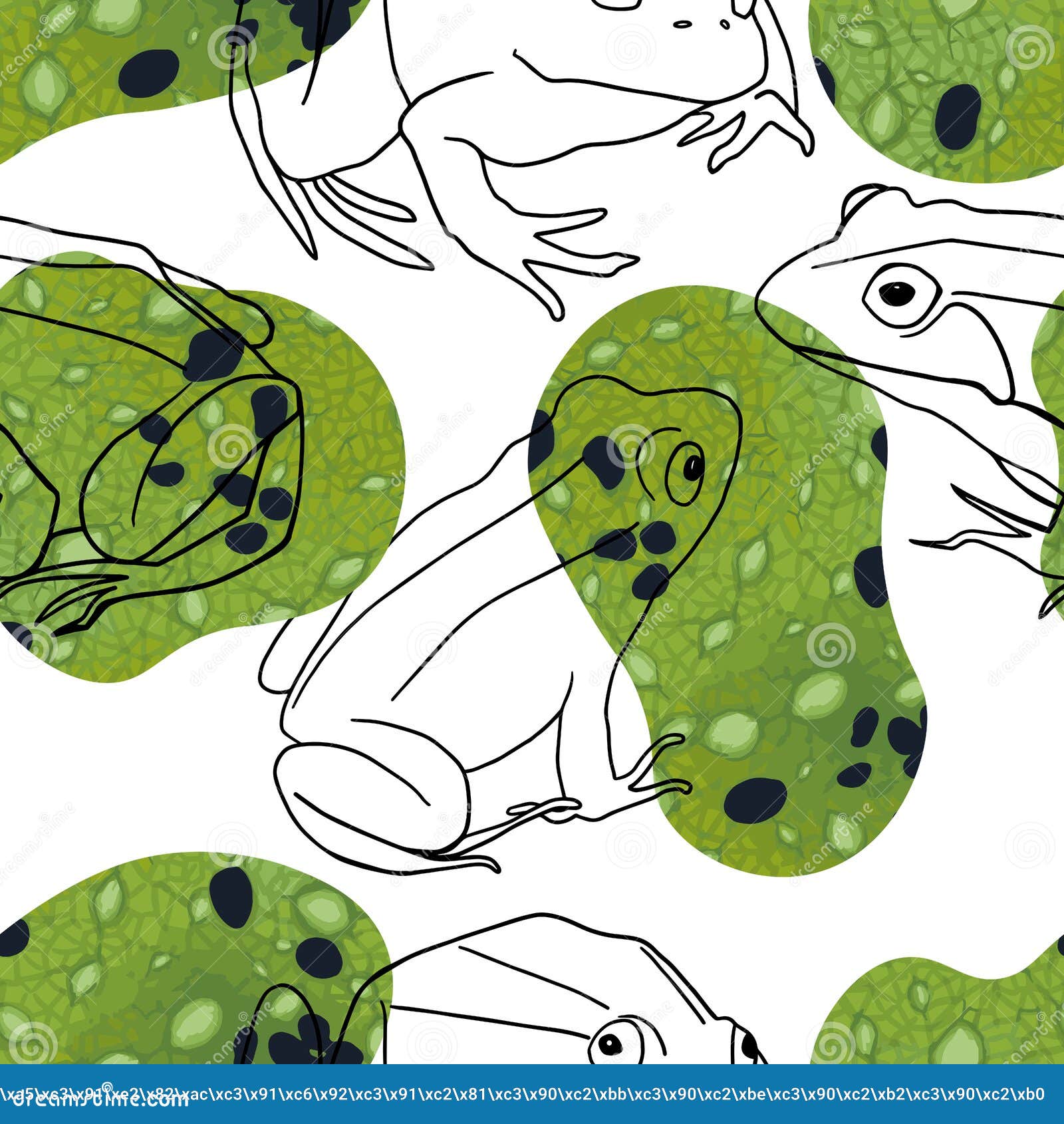 Seamless Pattern Linear Frogs Frog Texture Stock Vector - Illustration ...