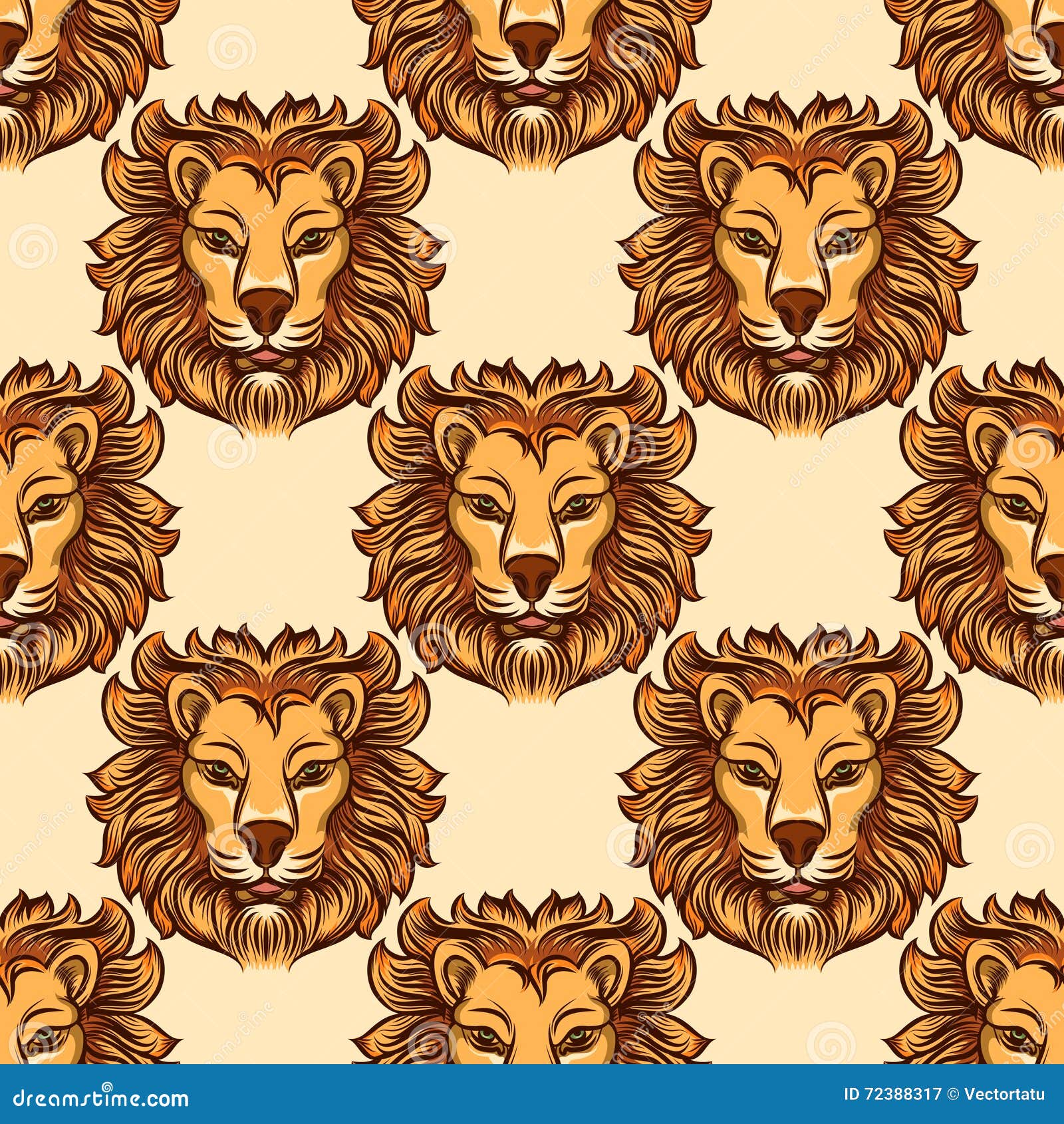 Seamless pattern with lion stock vector. Illustration of greeting ...