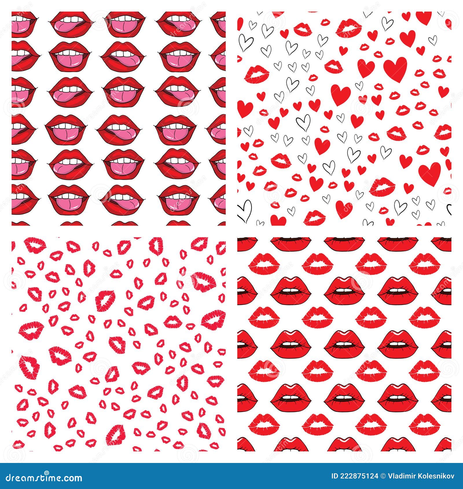 Seamless Pattern. Lips. Kiss. Imprint. Wallpaper. Vector Illustration ...