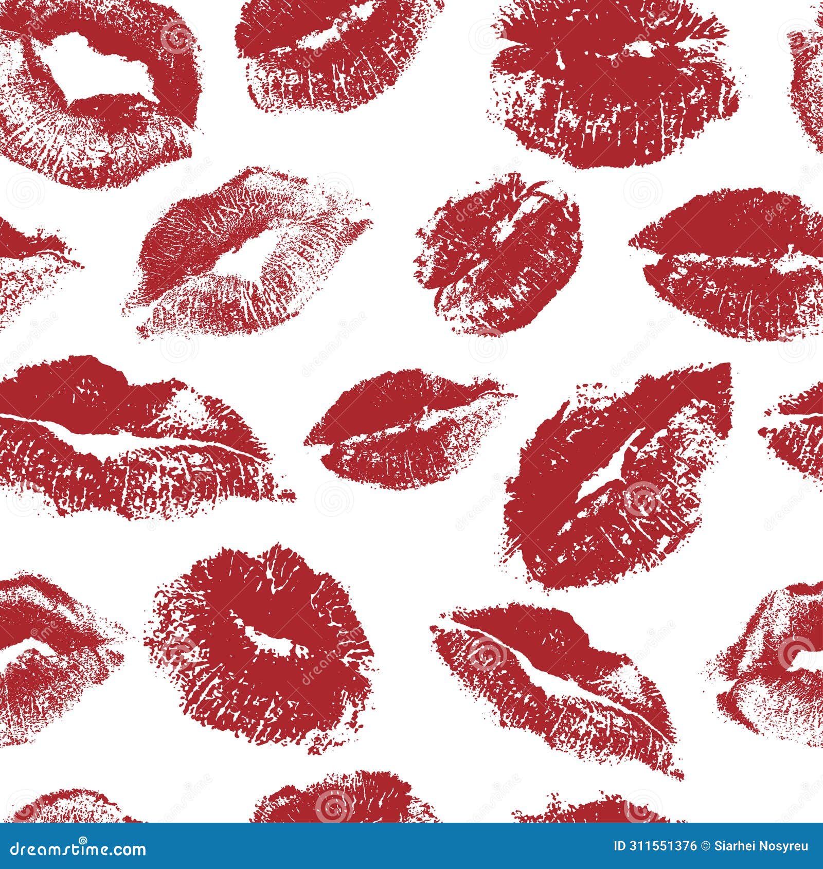 Seamless Pattern of Lipstick Kisses. Vector Illustration Stock Vector ...