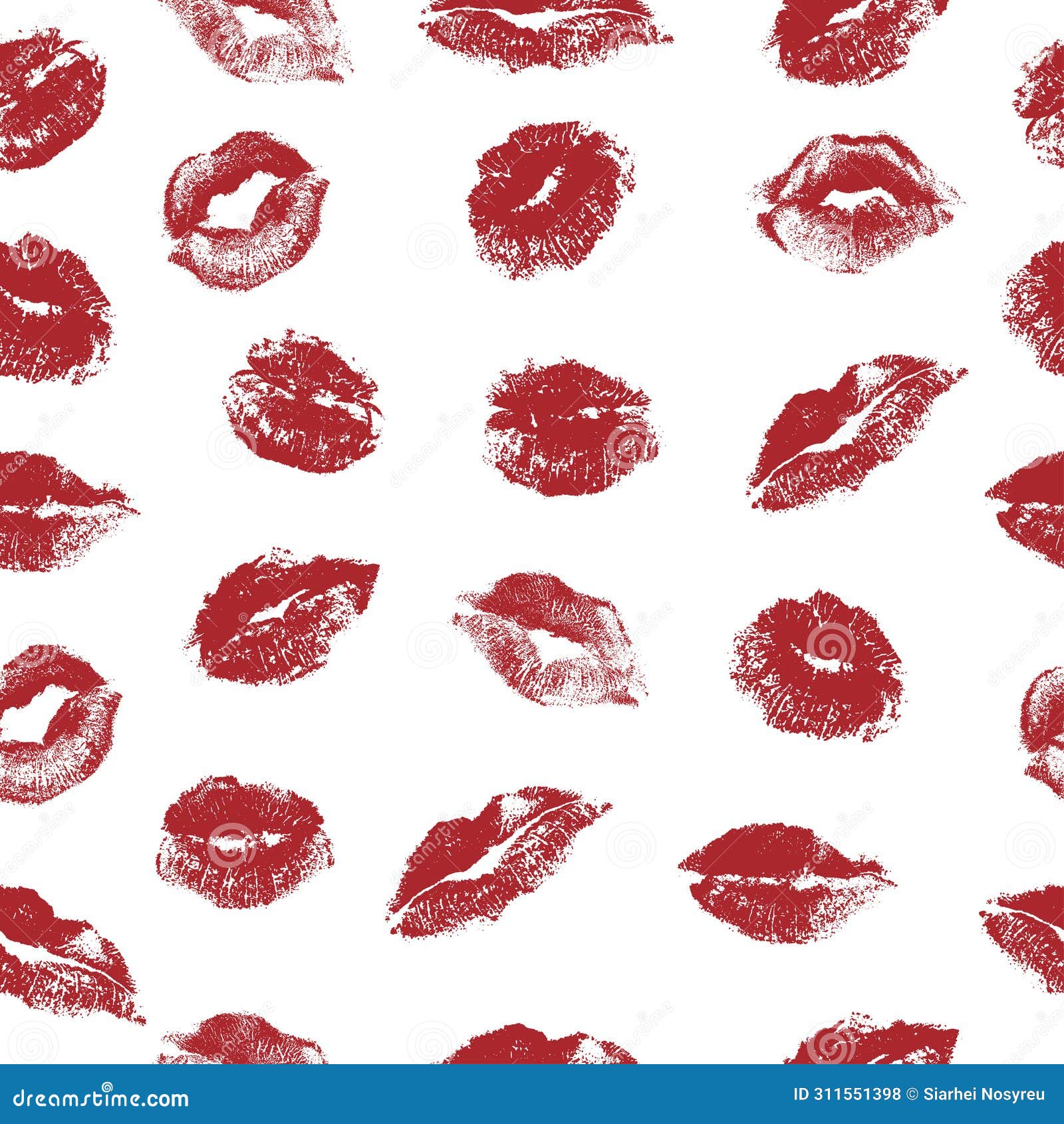 Seamless Pattern of Lipstick Kisses. Vector Illustration Stock Vector ...