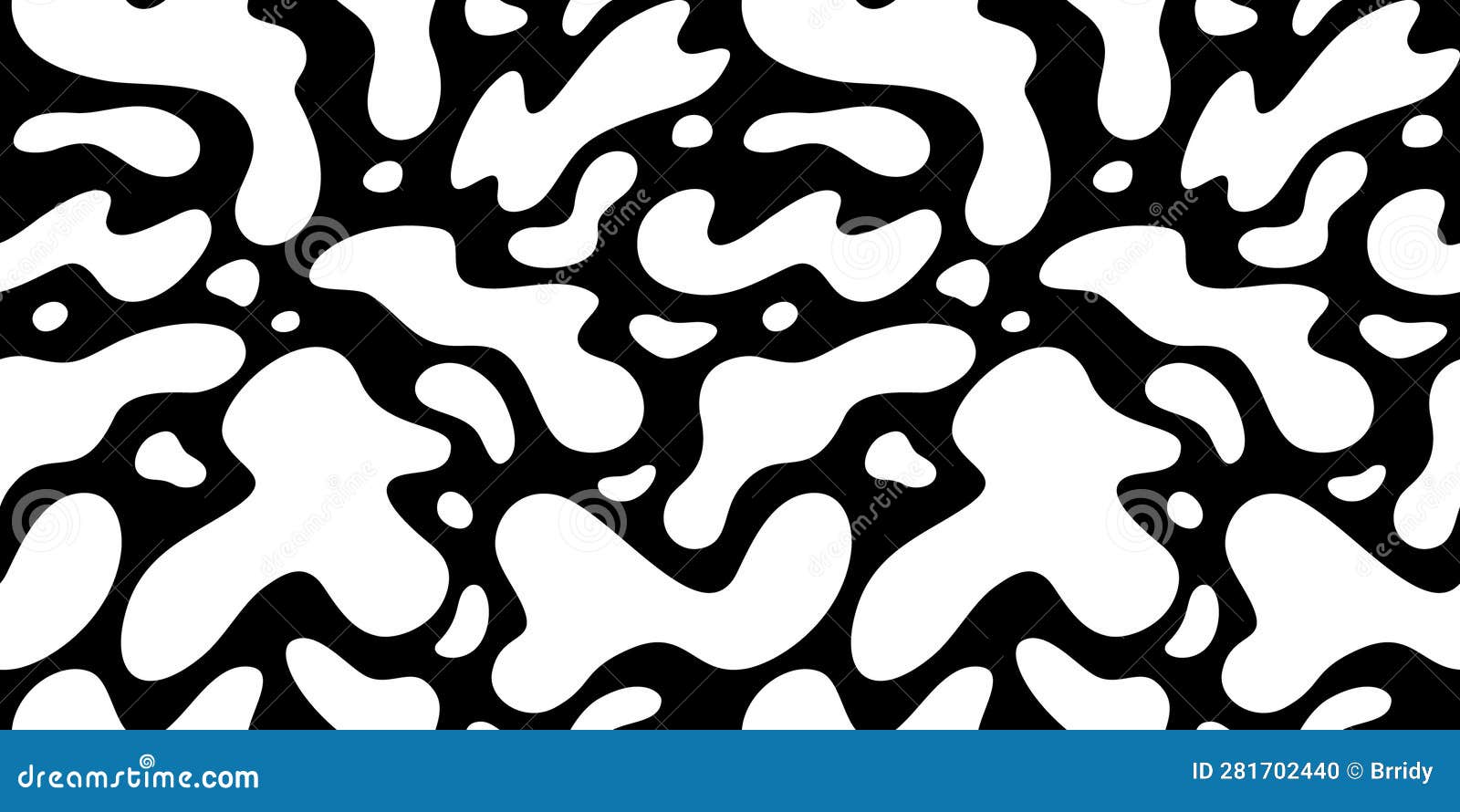 Seamless Pattern with Liquid White Shapes on Black Background. Abstract ...