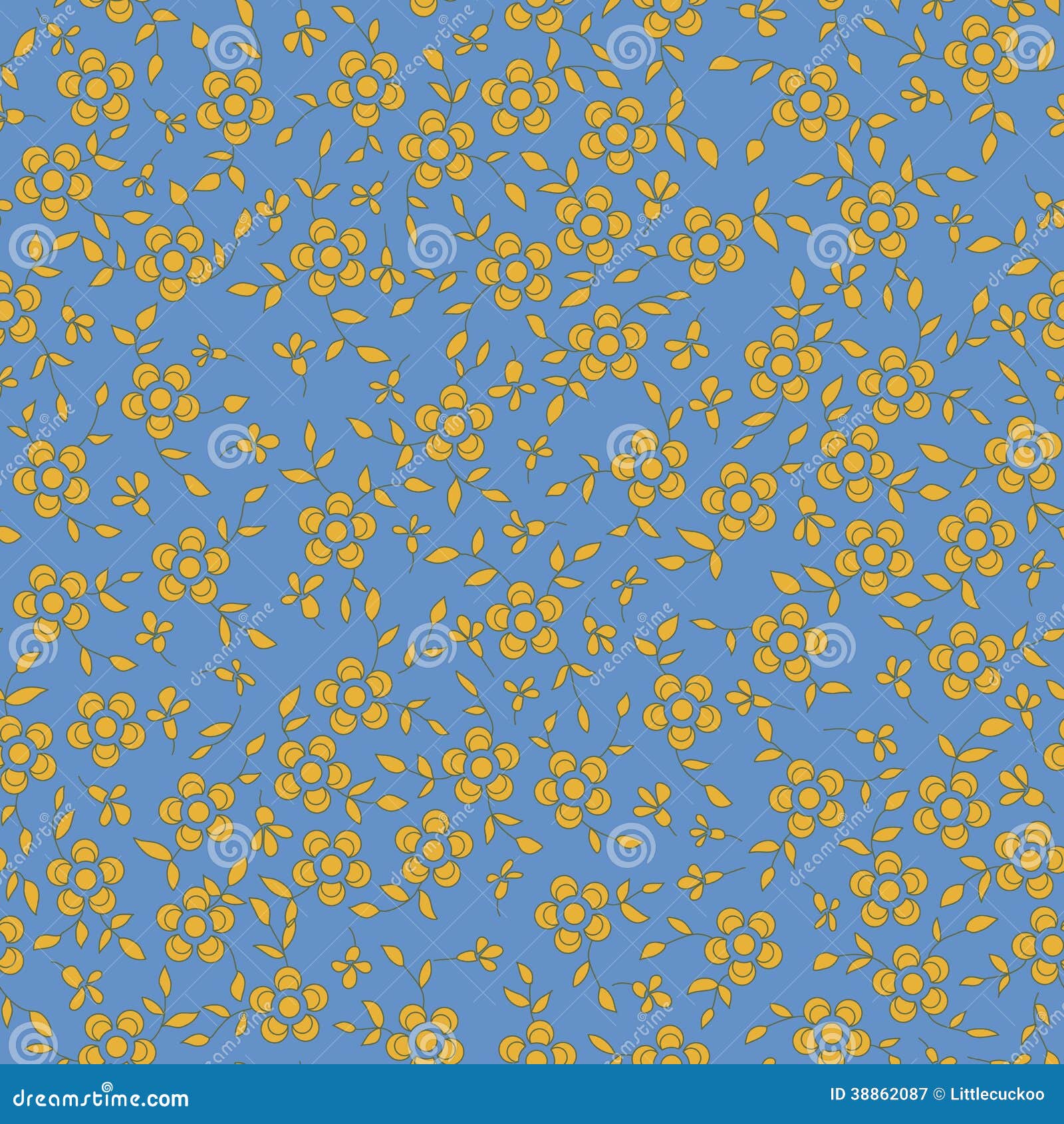 Seamless Pattern of a Little Blue Flowers. Stock Vector - Illustration ...