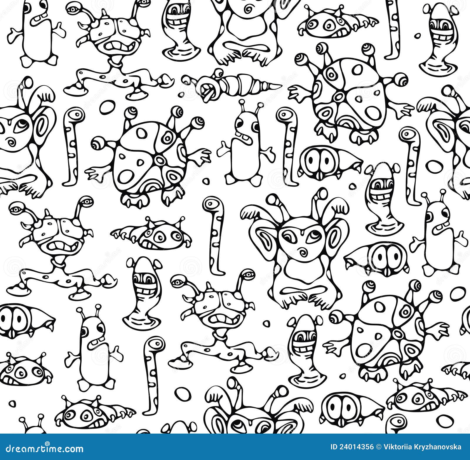 Seamless Pattern of Little Monsters. Stock Vector - Illustration of ...